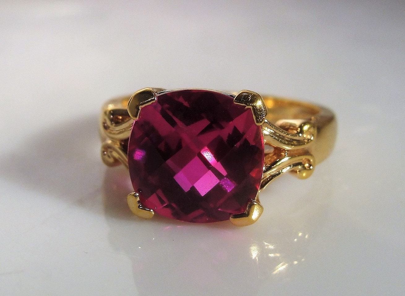 ROSS SIMONS, Pink Sapphire Ring, Gold Vermeil, Cushion Cut Sapphire ...