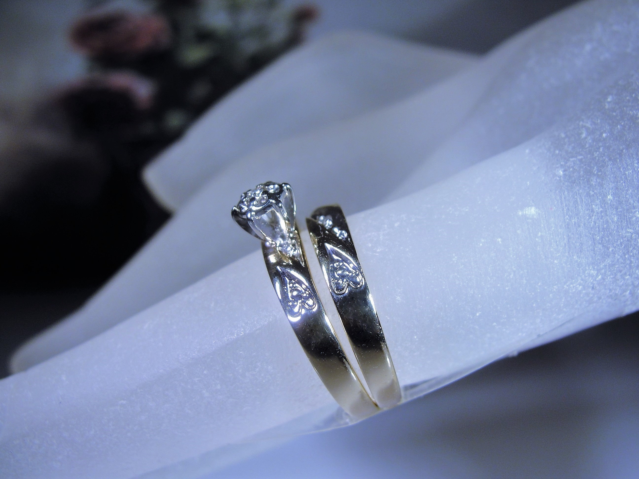 Bridal Ring Set, LOVE STORY 10K Heart Design Rings, Diamond Engagement ...