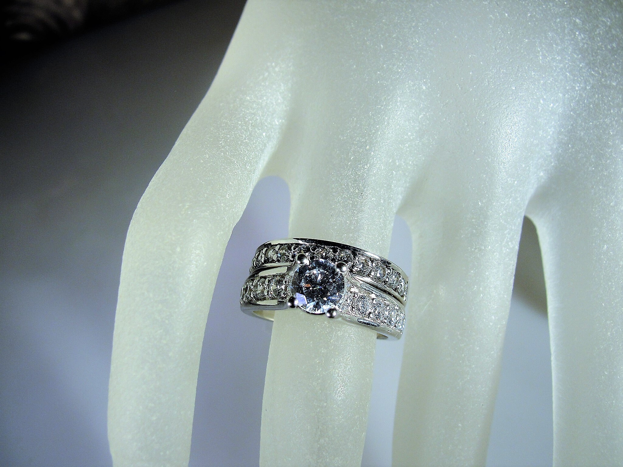 Sterling Silver Bridal Ring Set, CZ Ring Set, Engagement Ring, Wedding ...