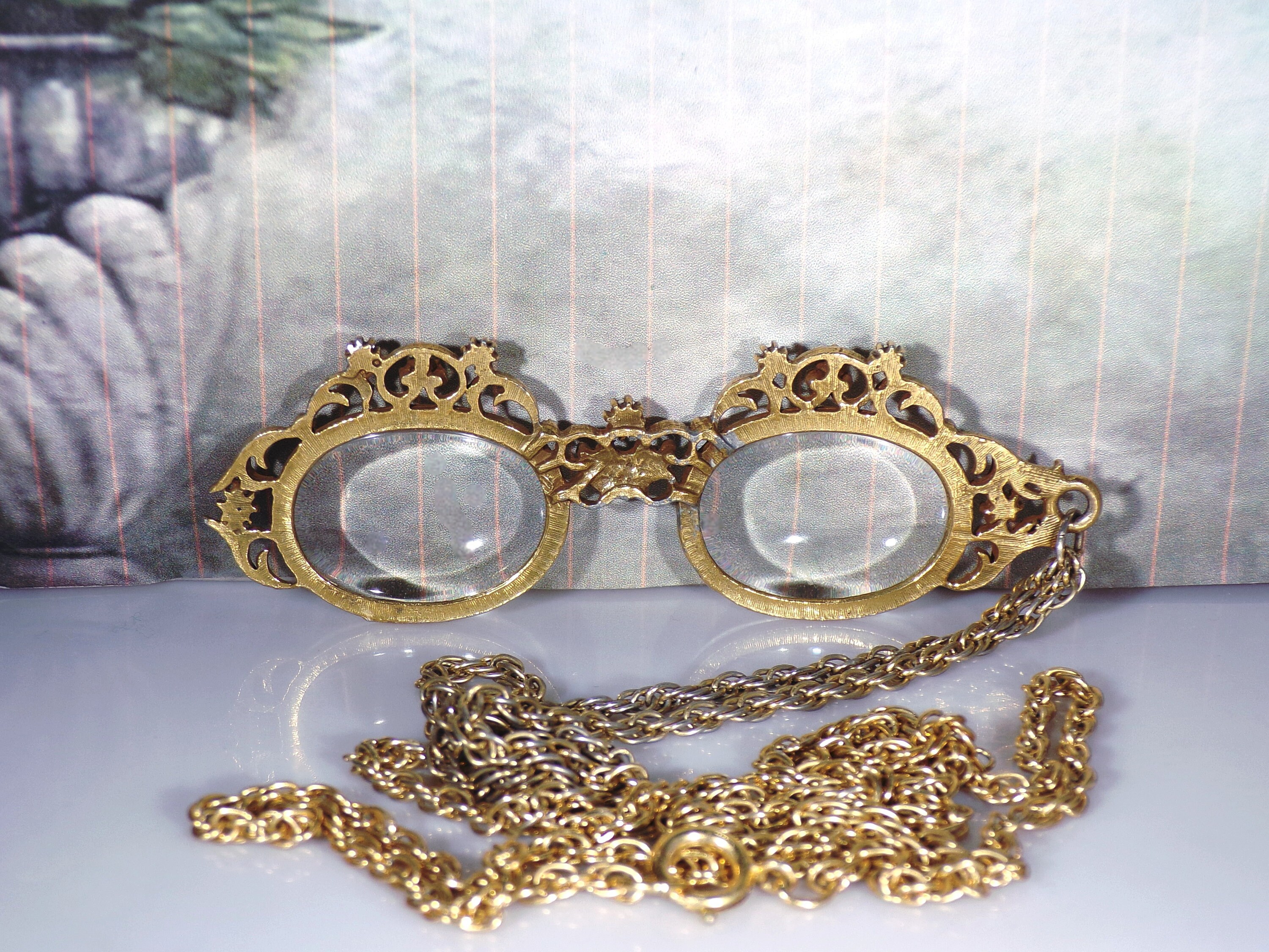 Victorian Lorgnette Glasses, Antique Victorian Lorgnette Pendant w ...