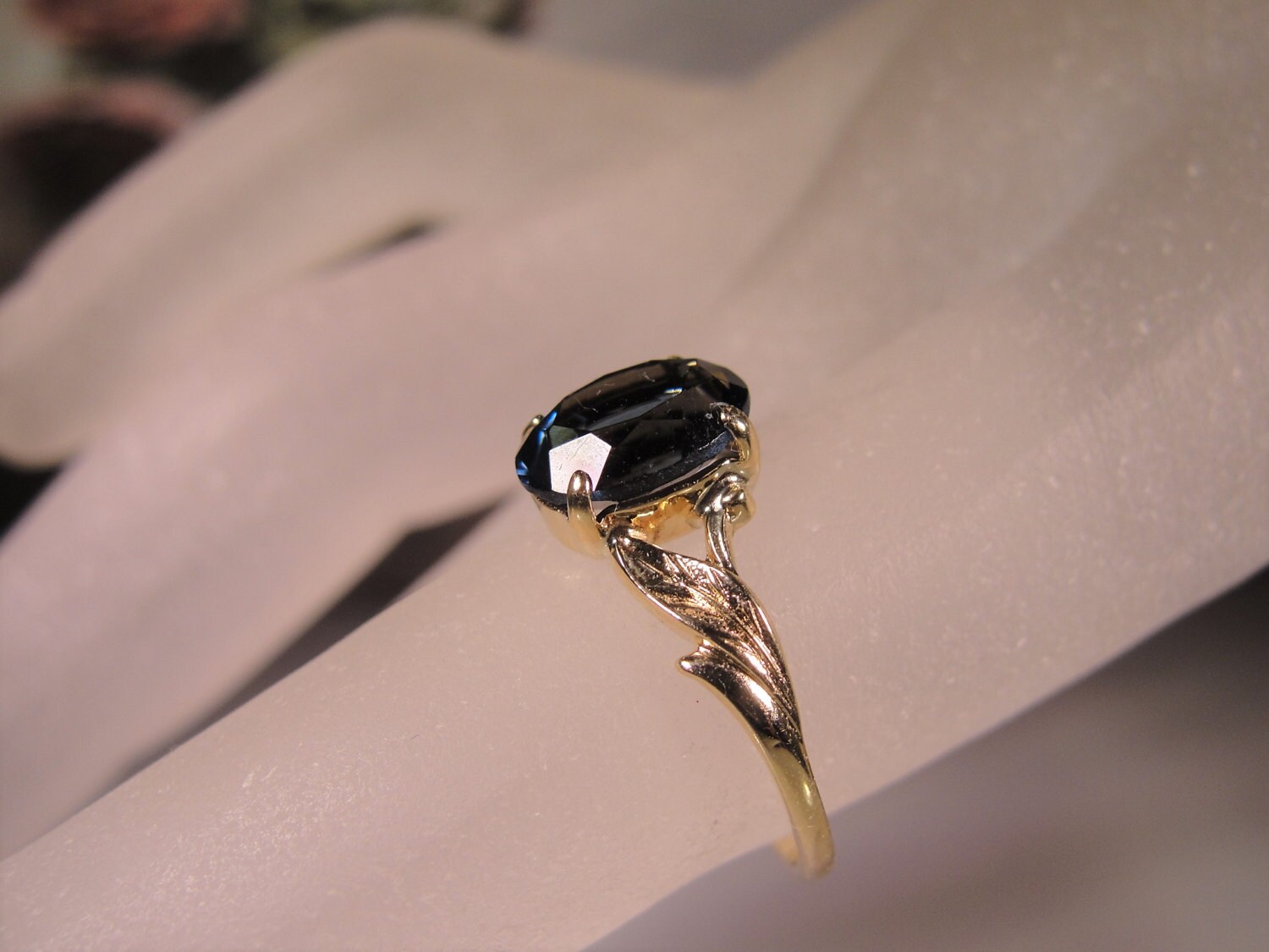 10K Gold Ring, Iolite Ring, Iolite Solitaire Ring, Deep Bluish Purple ...