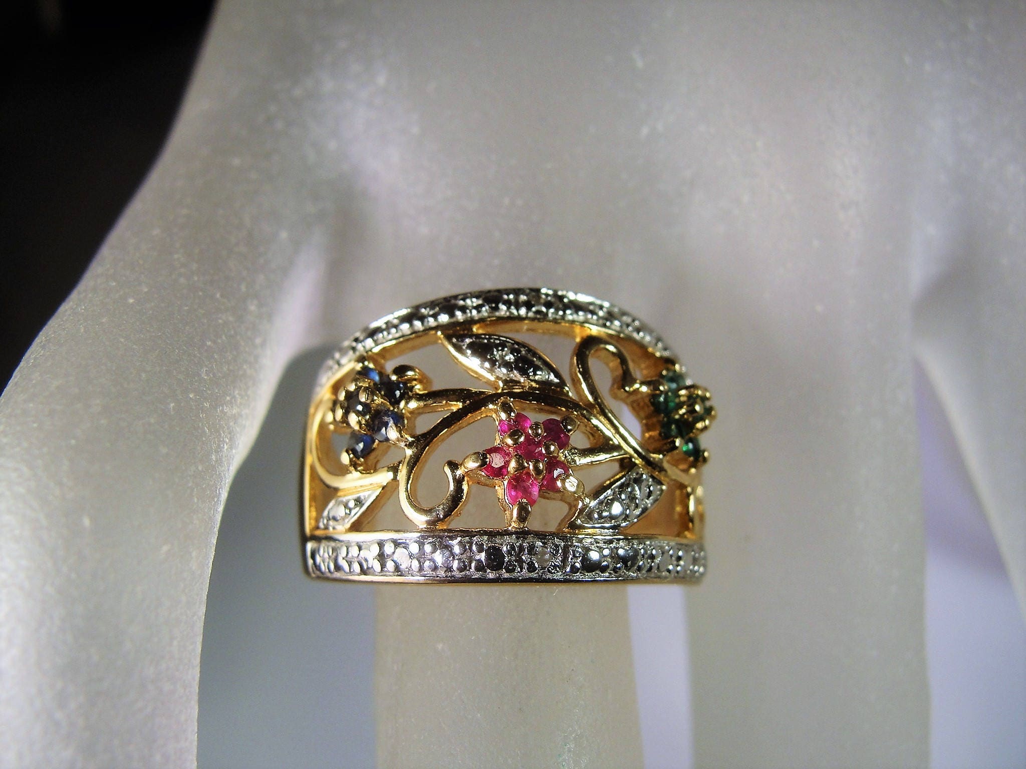 Ross Simons Cigar Ring, Blue Sapphire Red Ruby Green Emerald Cigar Ring ...