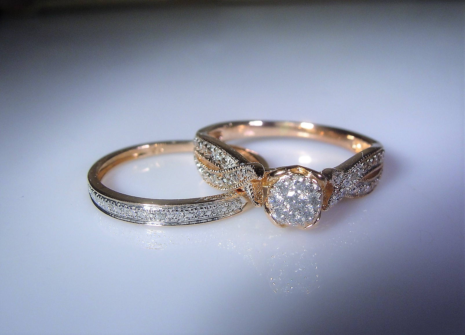 Reserved for Toy - 1st Payment: 10K Rose & White Gold Bridal Set ...