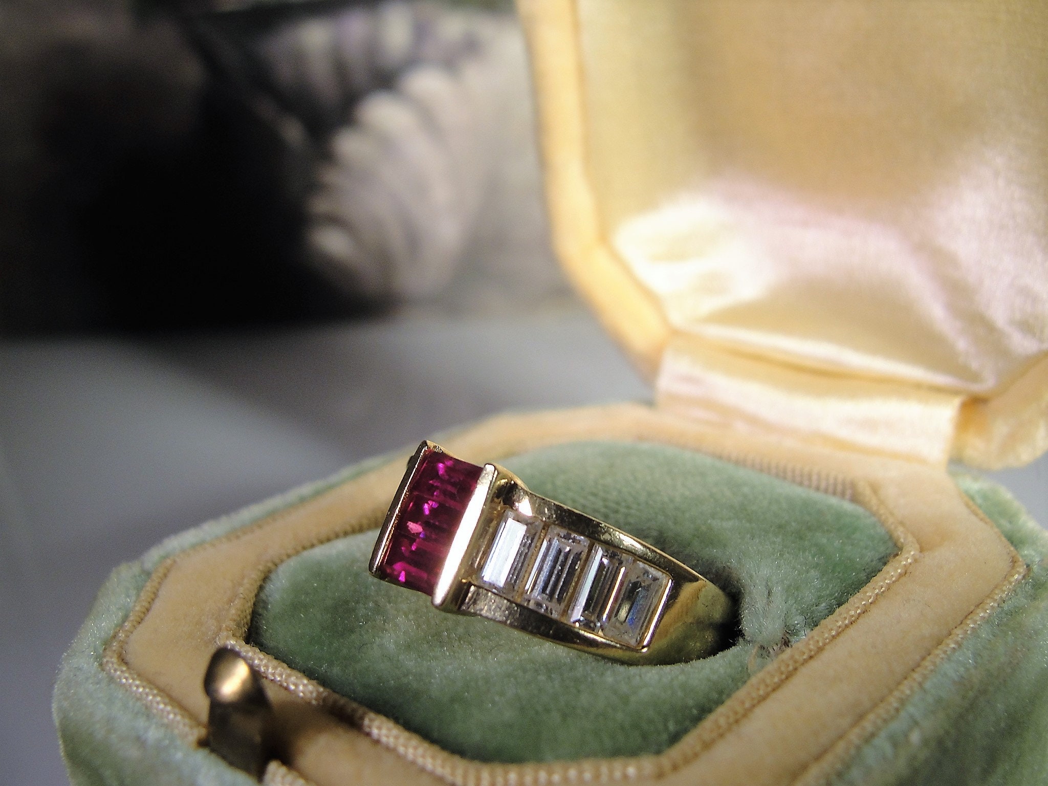 Reserved for Florianne: 10K Channel Set Ruby and CZ Baguette Yellow ...