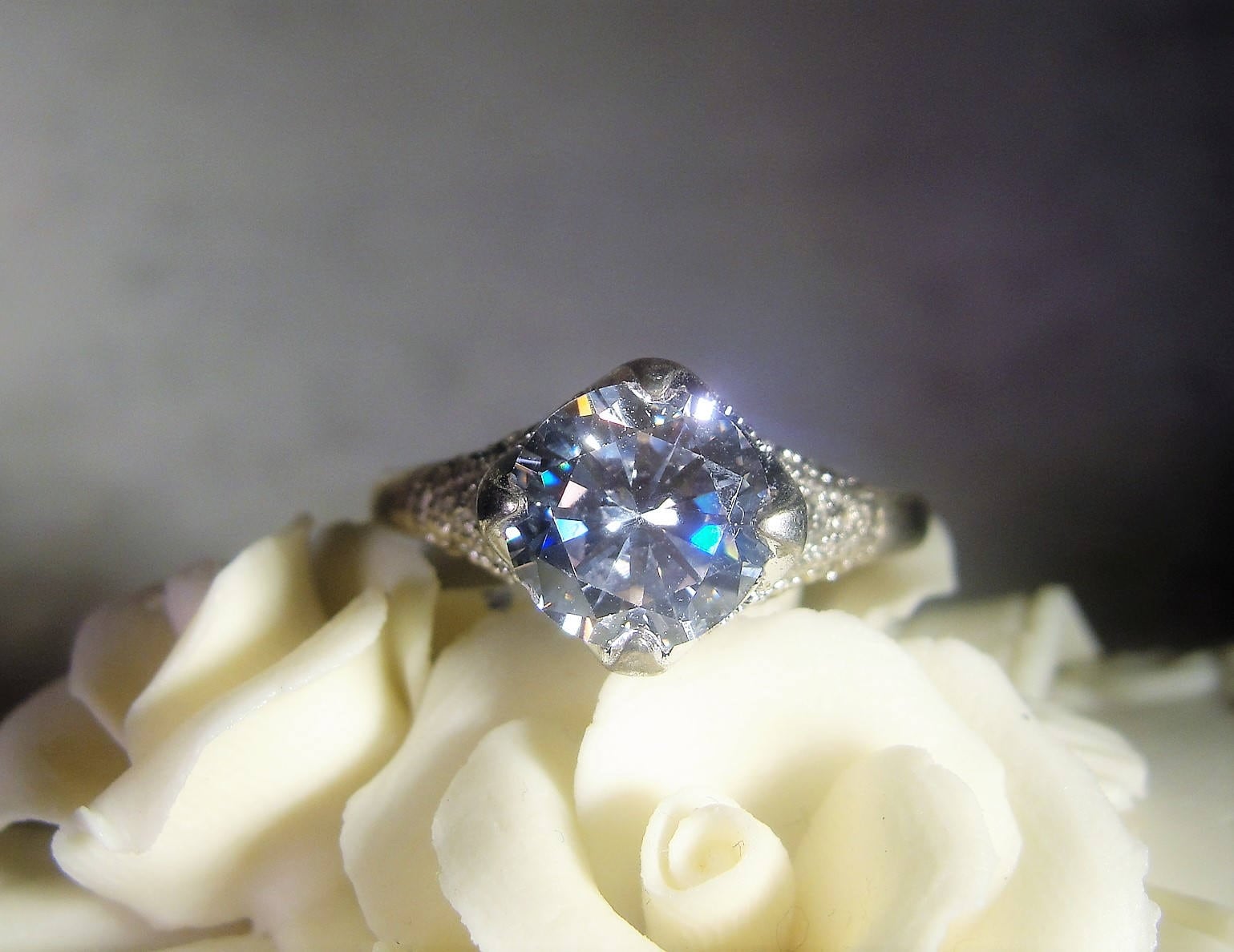 Art Deco Ring, Sterling Silver Ring, 2 Carat Ring, CZ Ring, CZ Sterling ...