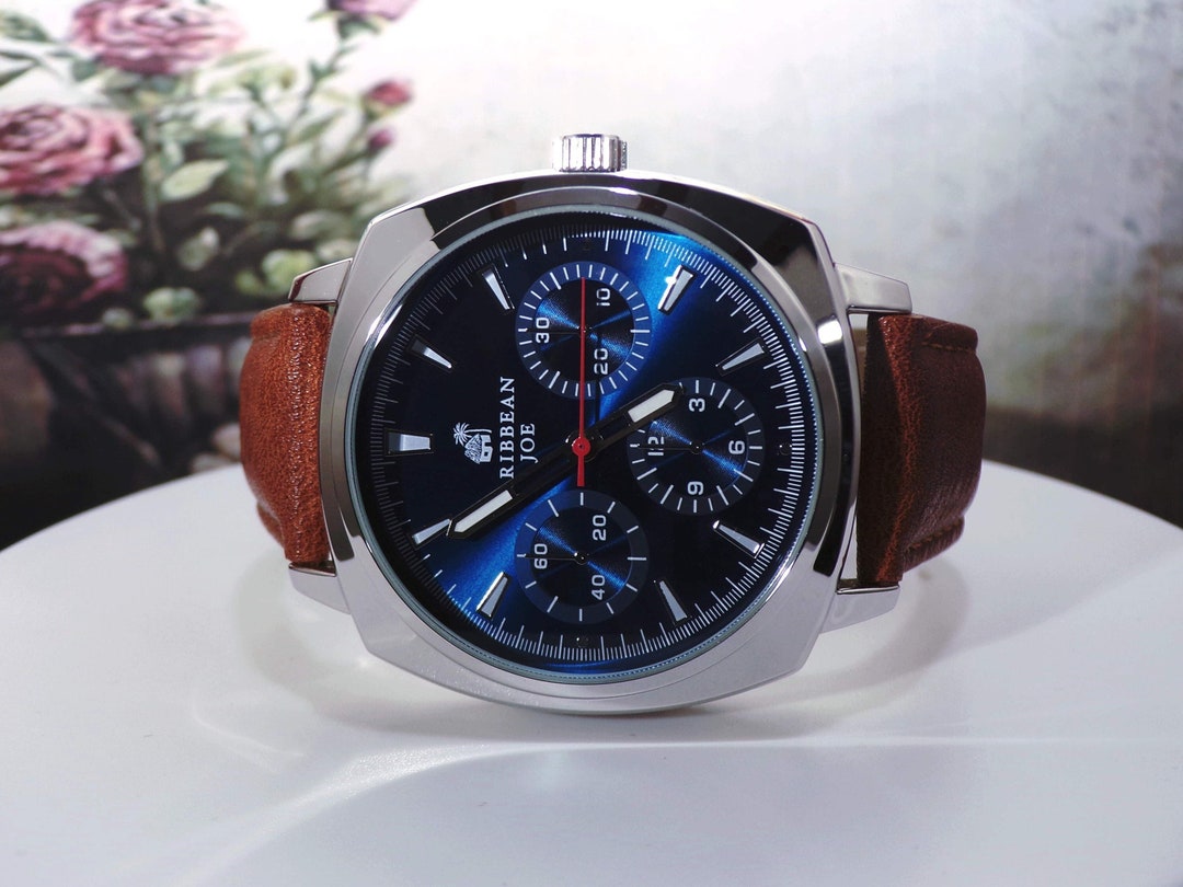 Carribean Joe Mens Faux Chronograph Wrist Watch – Sapphire Blue Face ...