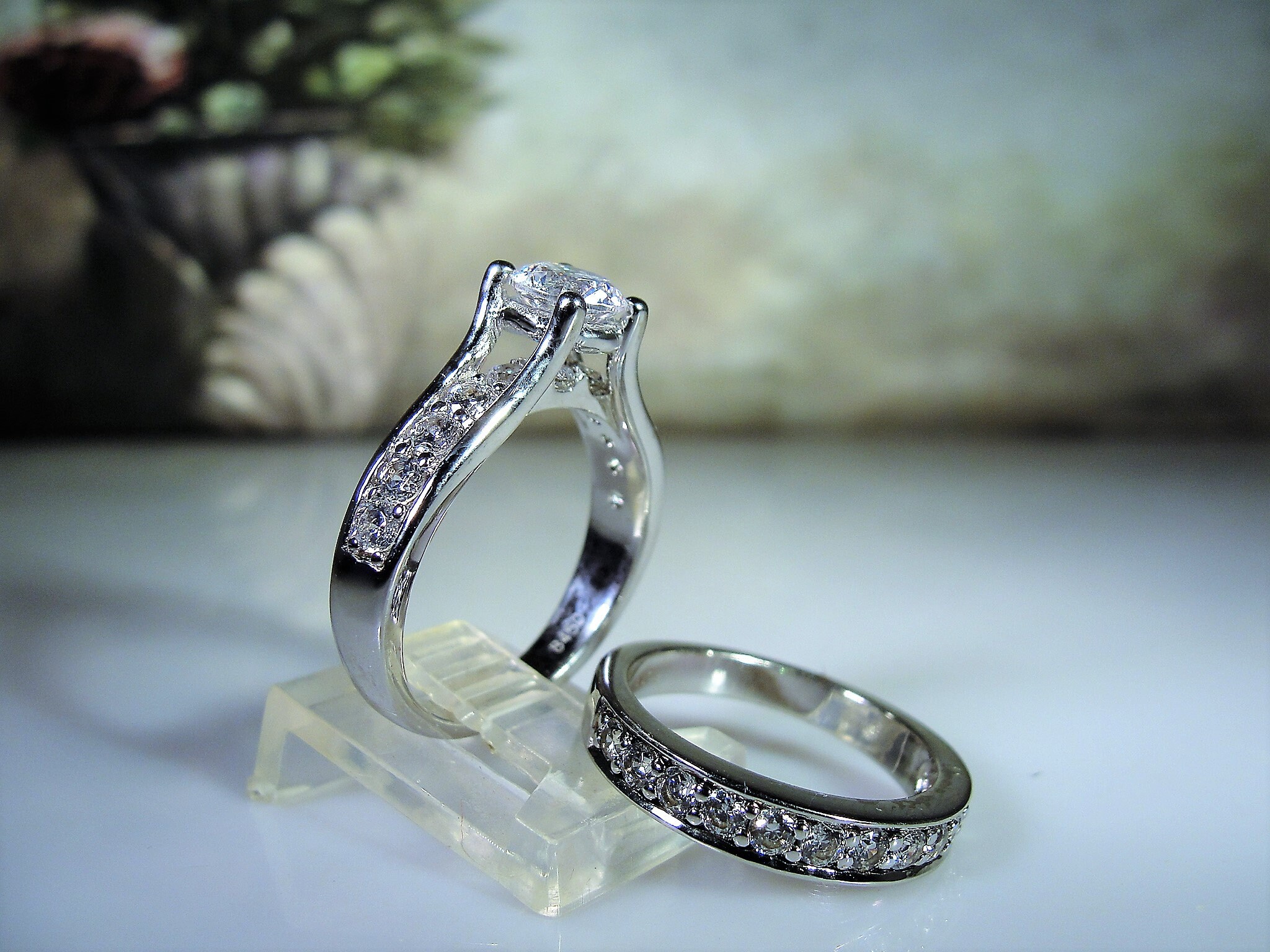 Sterling Silver Bridal Ring Set, CZ Ring Set, Engagement Ring, Wedding ...