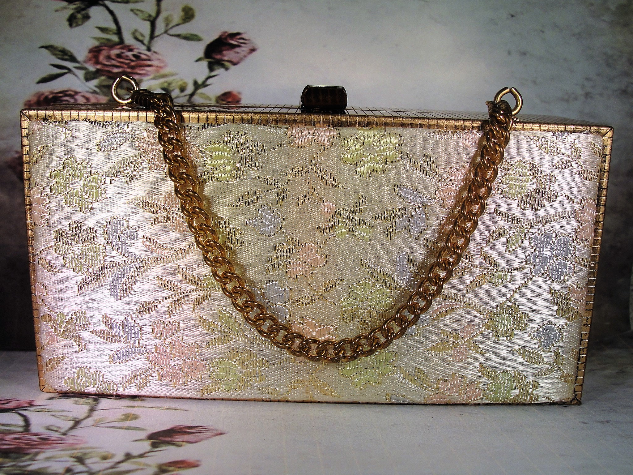 BARBARA BATES Brocade Purse, Compact, Lipstick Holder, Comb, Manicure ...