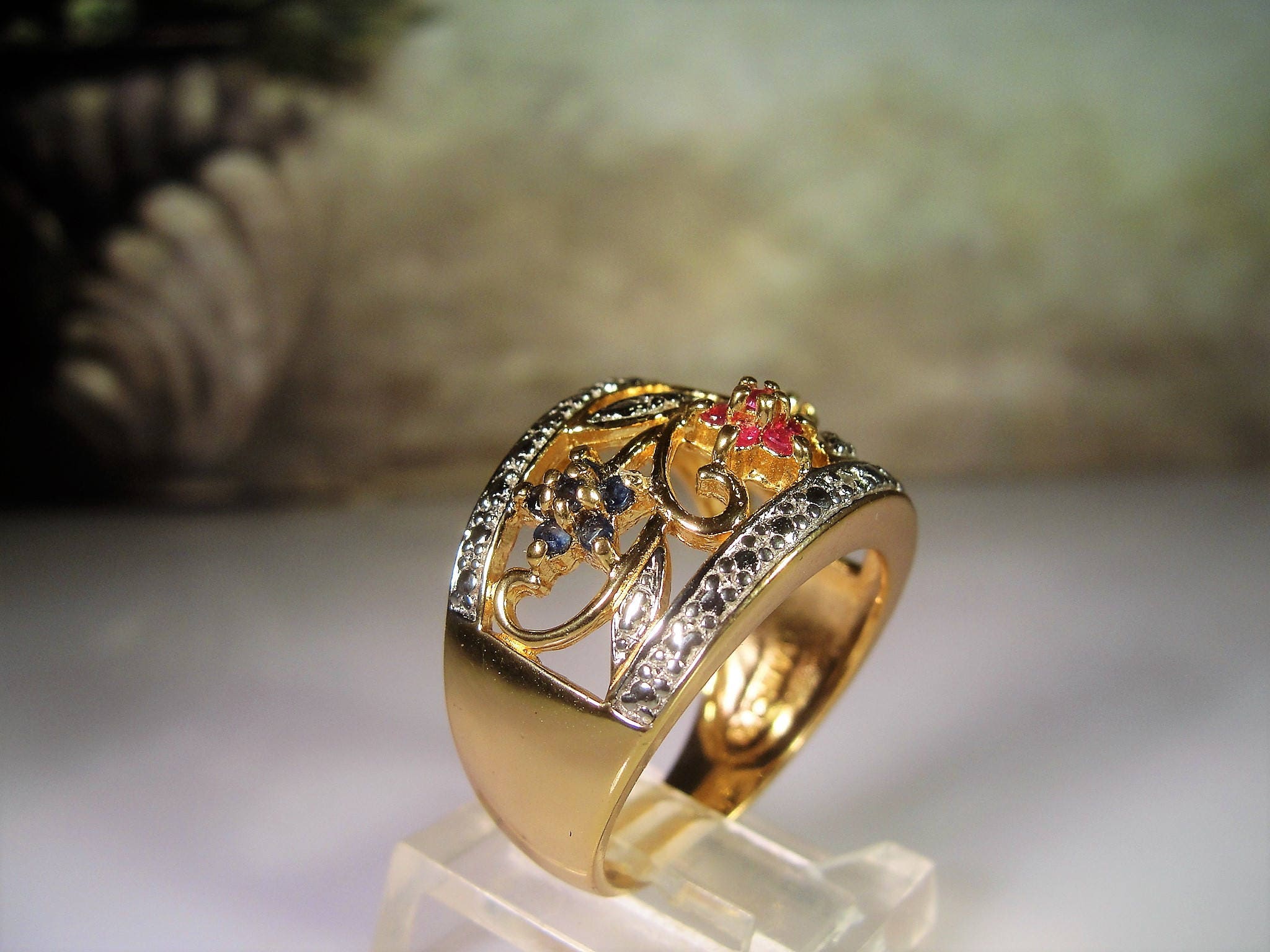 Ross Simons Cigar Ring, Blue Sapphire Red Ruby Green Emerald Cigar Ring ...