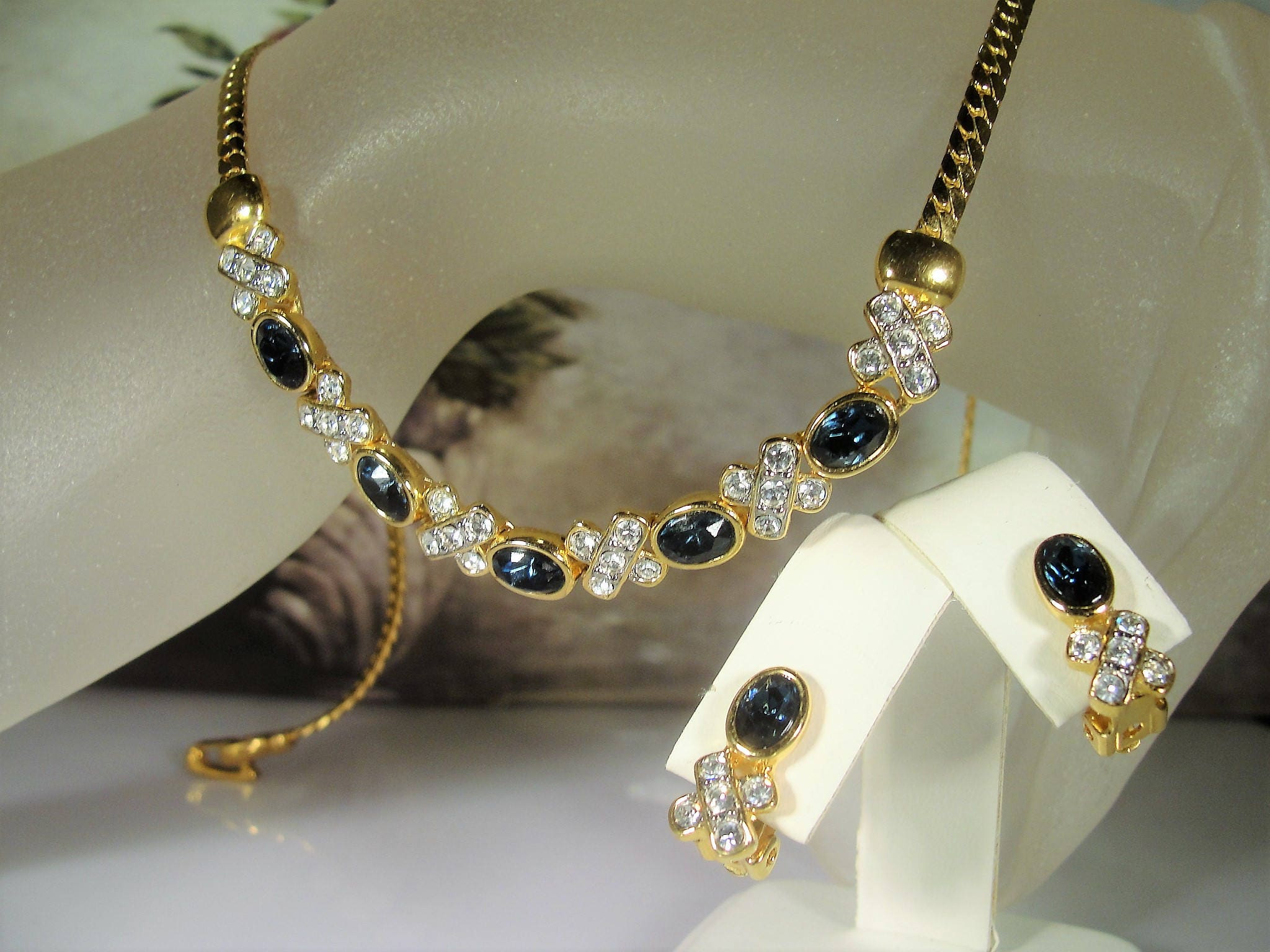 Blue Rhinestone Jewelry Set, Blue Sapphire Set, Sapphires and ...