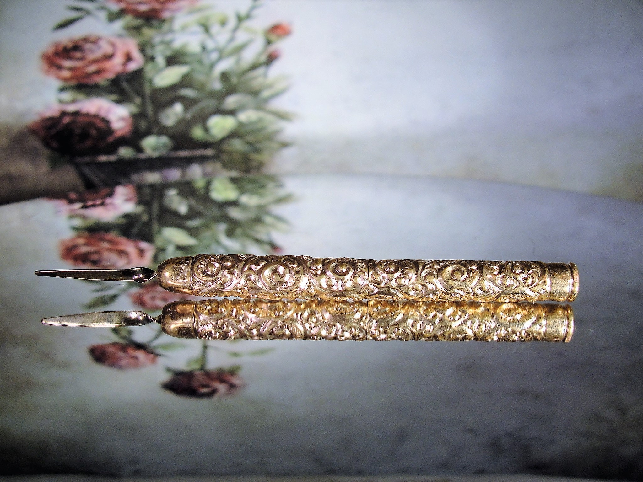 Antique Victorian 10K Gold Filled Propelling Toothpick, Ornate Design ...