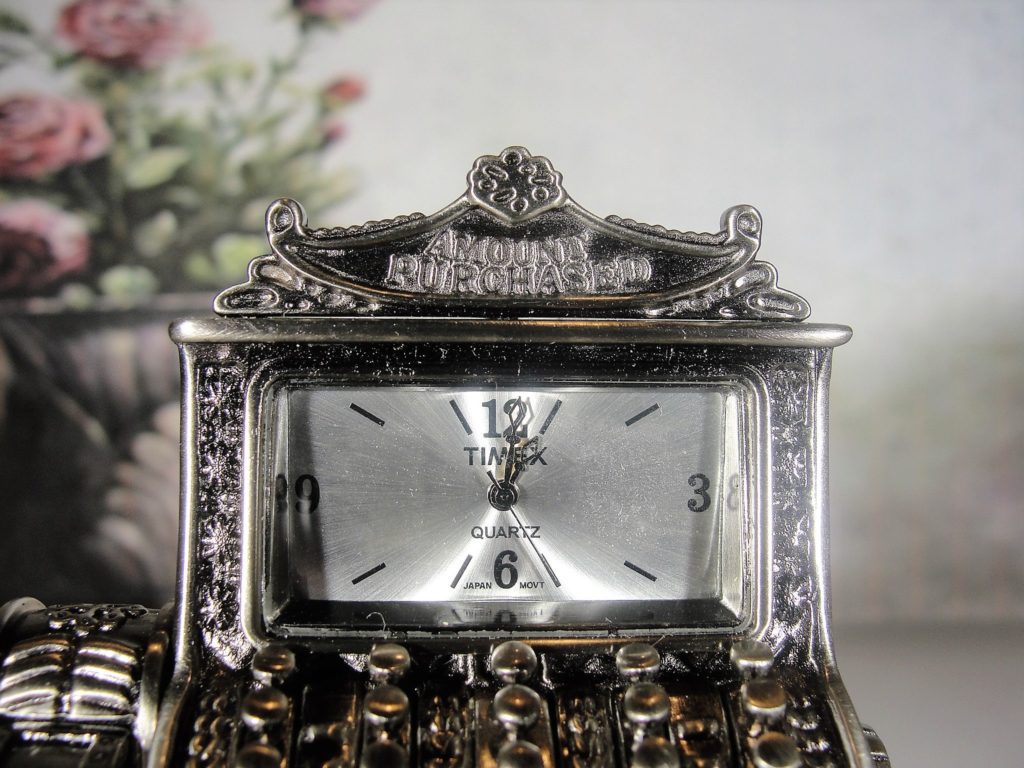 TIMEX Old Fashioned Cash Register Miniature Clock, Pewter Steel, Quartz ...