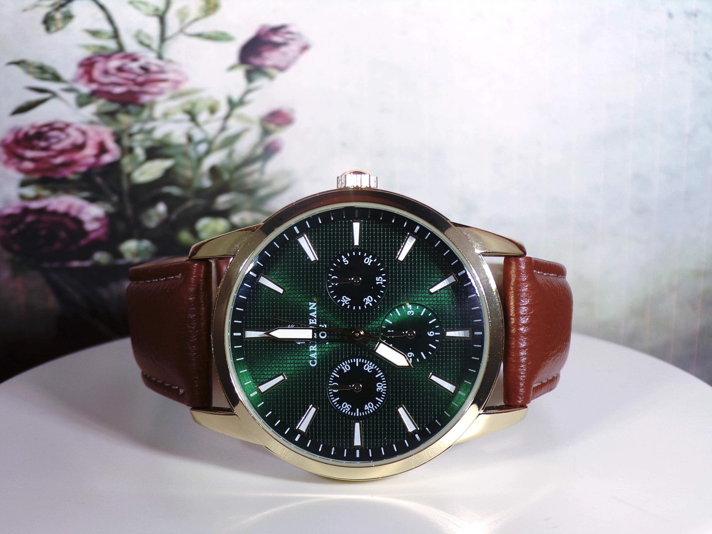 Mens Wrist Watch – Caribbean Joe Man's Faux Chronograph Green & Gold ...