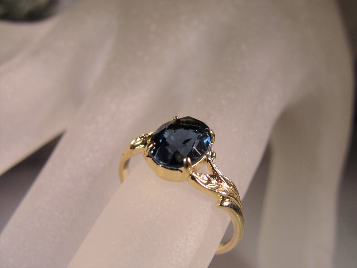 10K Gold Ring, Iolite Ring, Iolite Solitaire Ring, Deep Bluish Purple ...