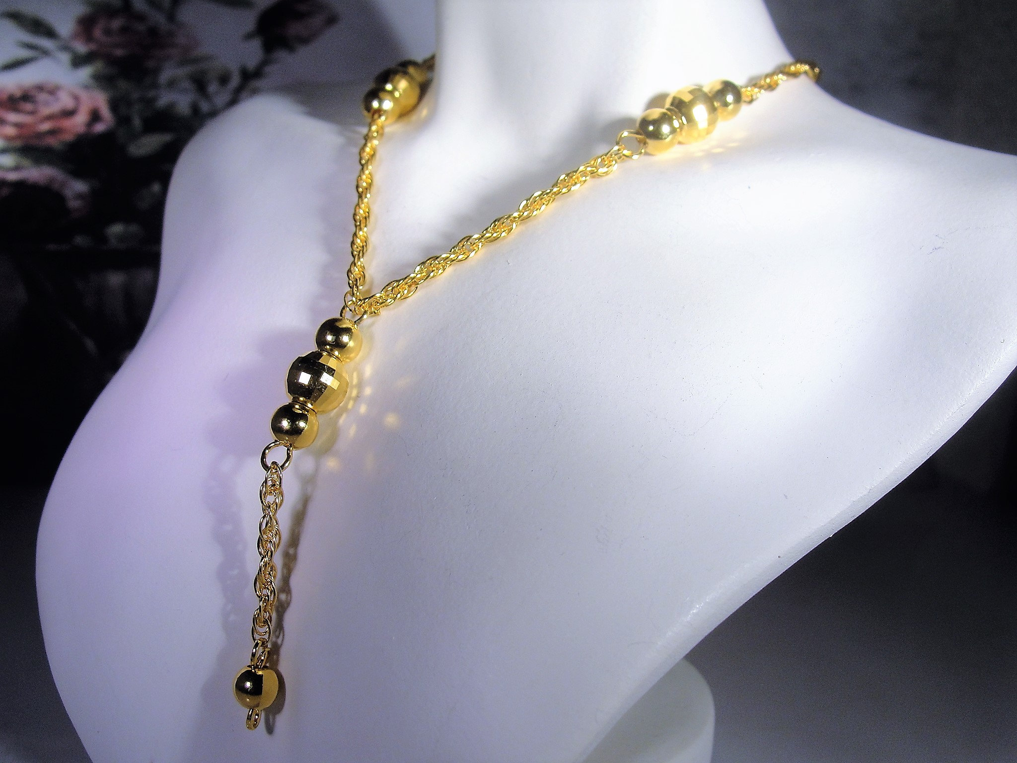 MILOR Gold Vermeil Beaded Lariat Necklace, Gold Tone Beads, Specialty ...