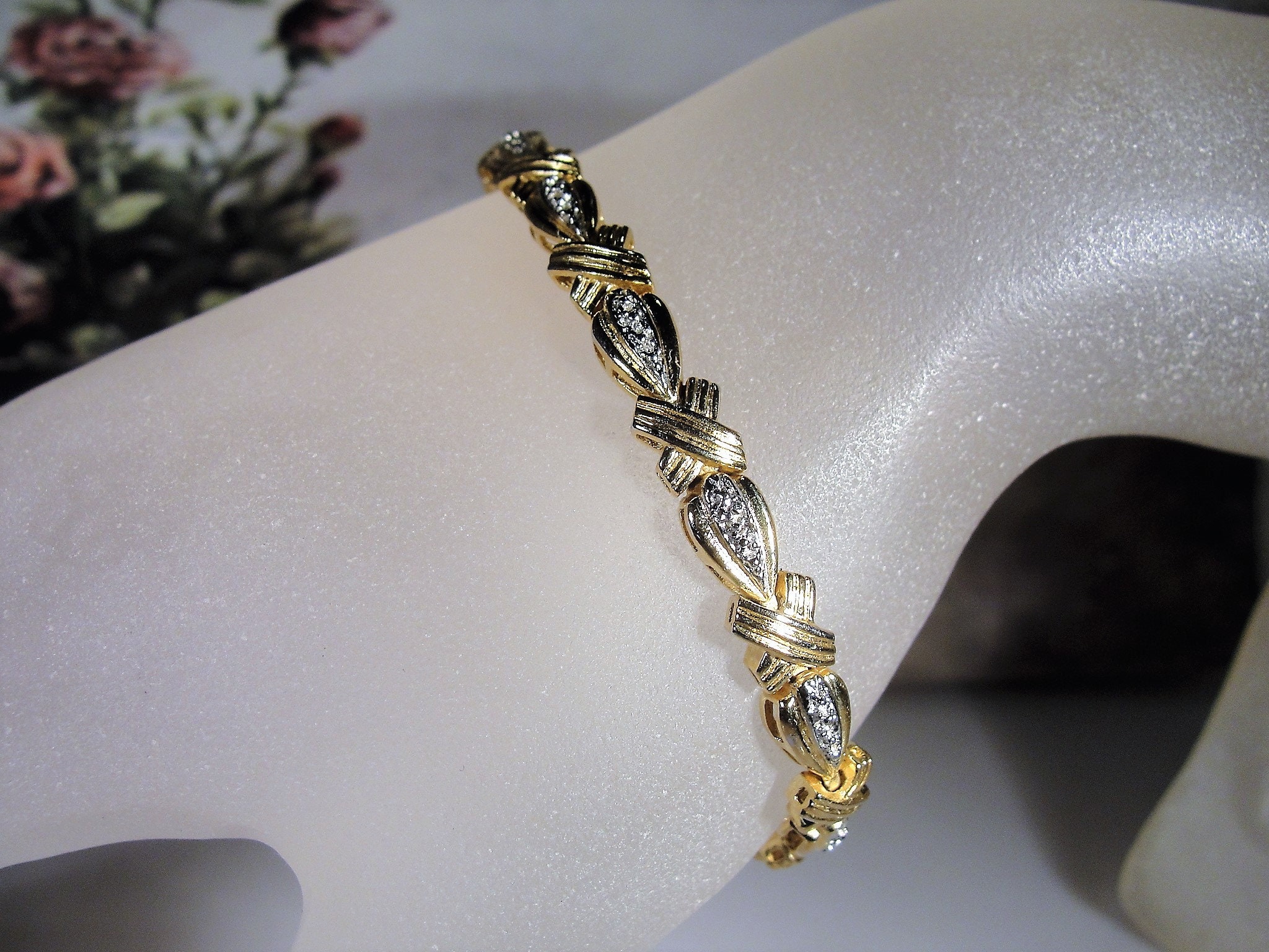 ROSS SIMONS Genuine Diamond Gold Vermeil Bracelet, Diamond Tennis ...