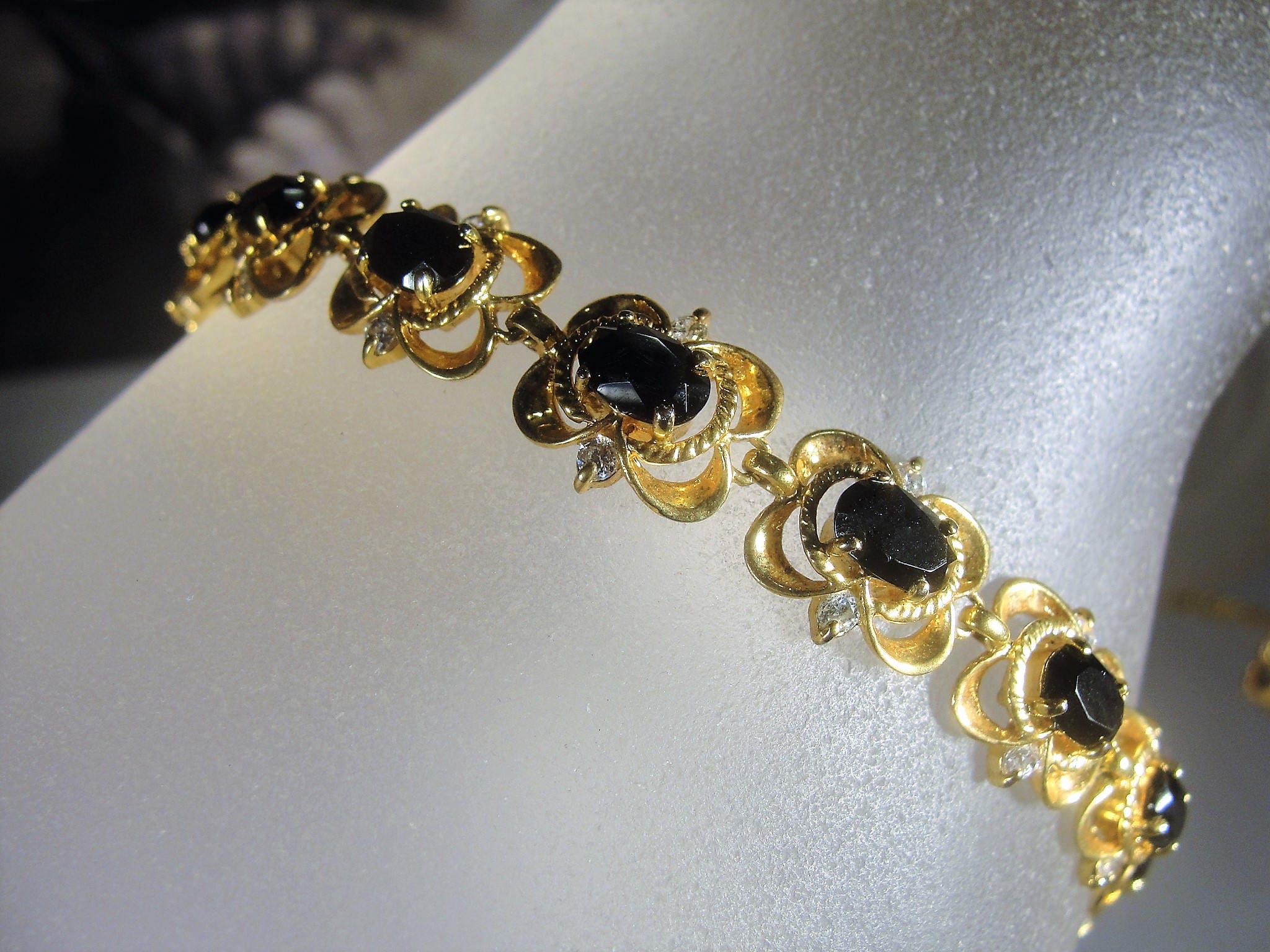 Black Onyx Jewelry Set, Faux Onyx and Rhinestone Jewelry Set, Onyx ...