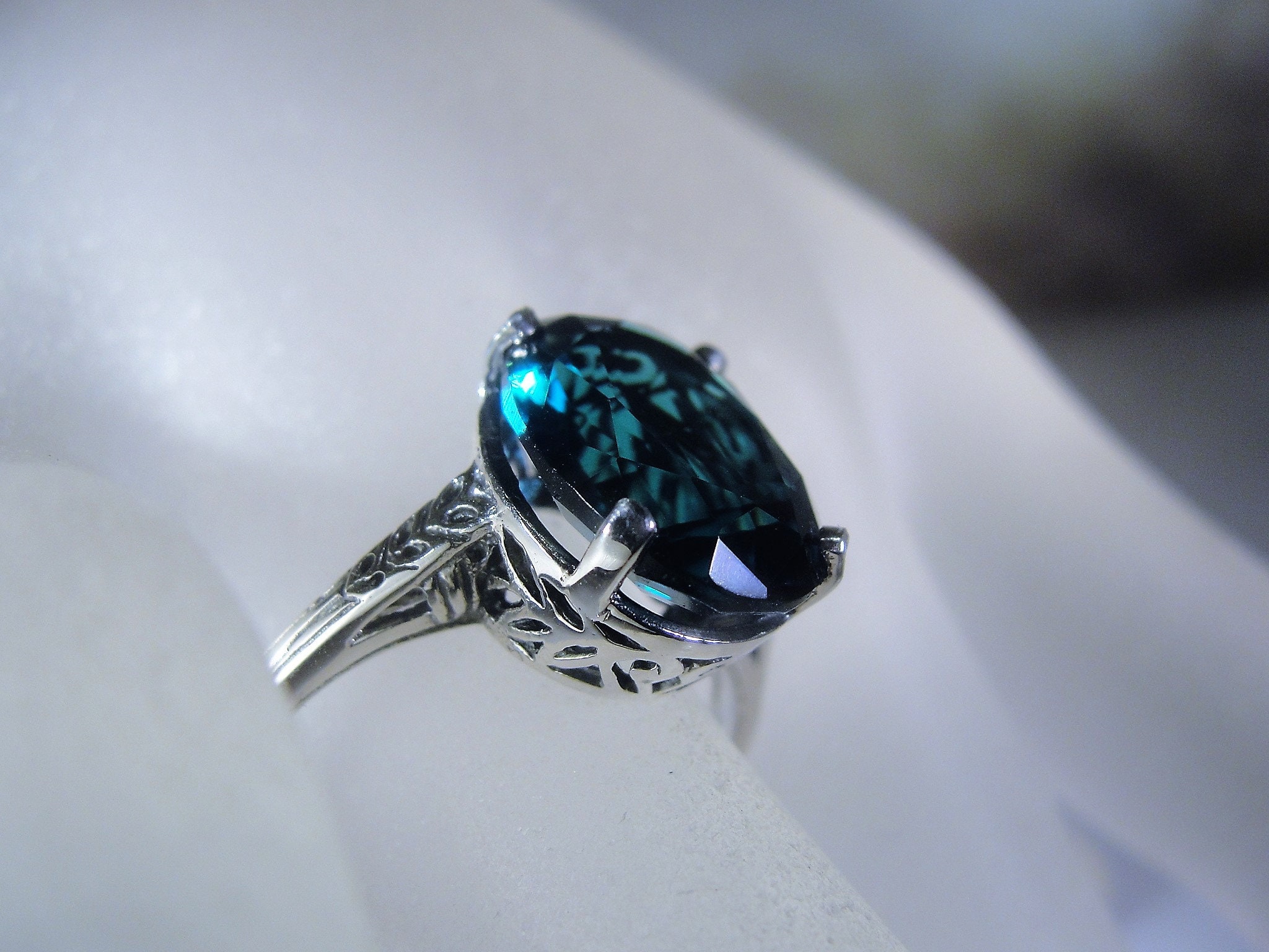 London Blue Ring, Sterling Silver Ring, Art Deco London Blue Ring ...