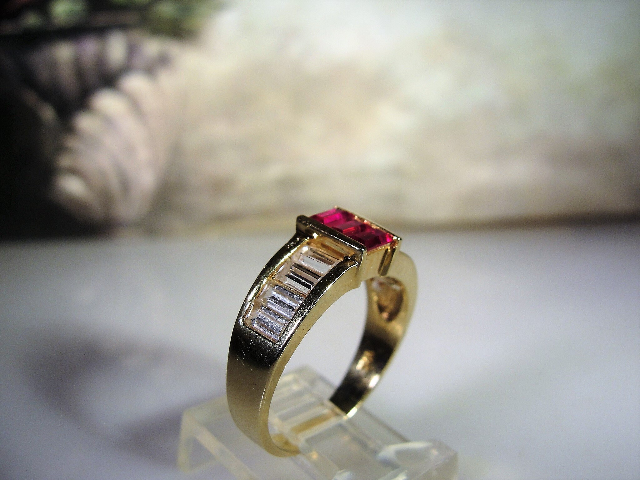 Reserved for Florianne: 10K Channel Set Ruby and CZ Baguette Yellow ...