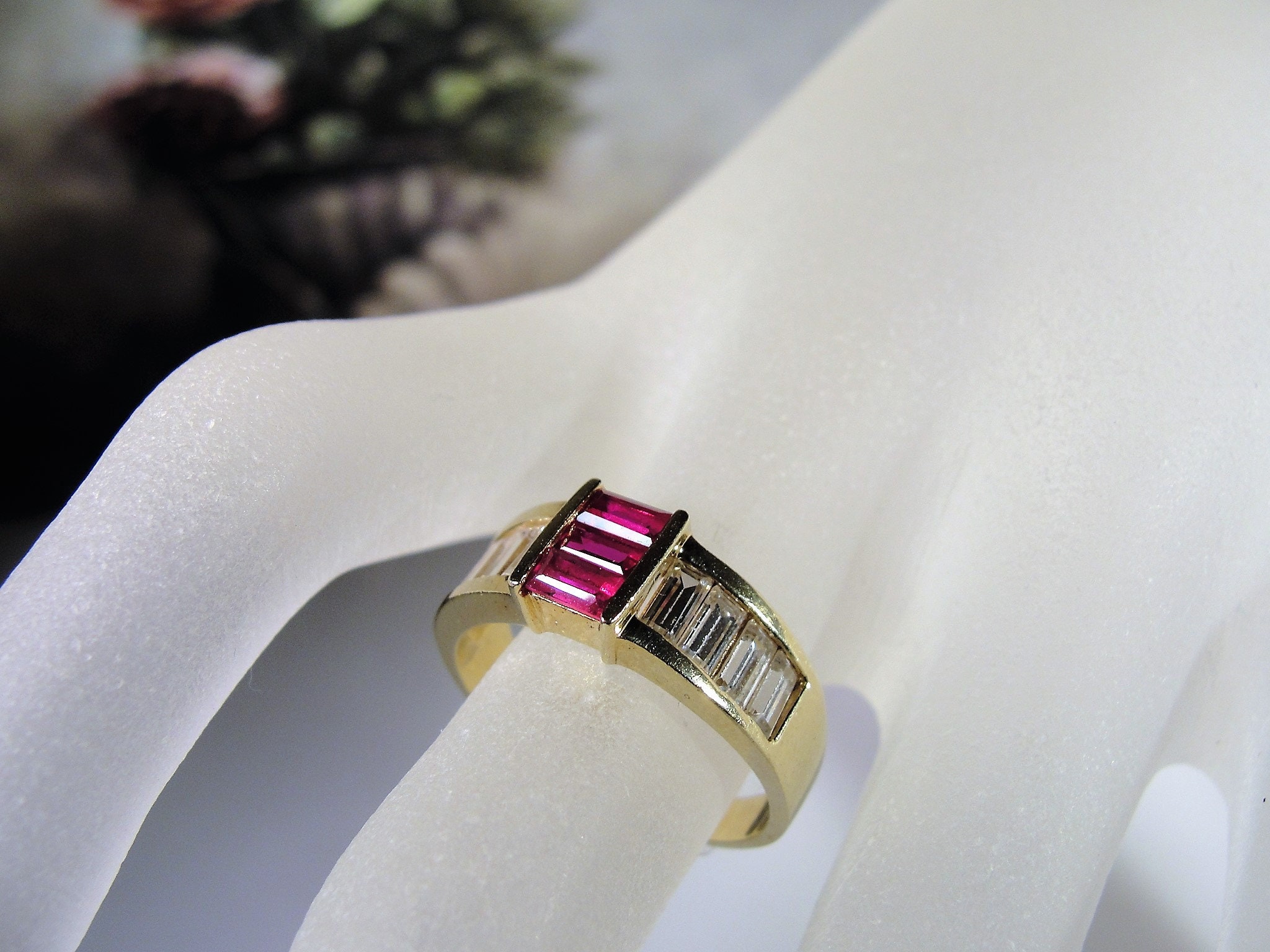 Reserved for Florianne: 10K Channel Set Ruby and CZ Baguette Yellow ...