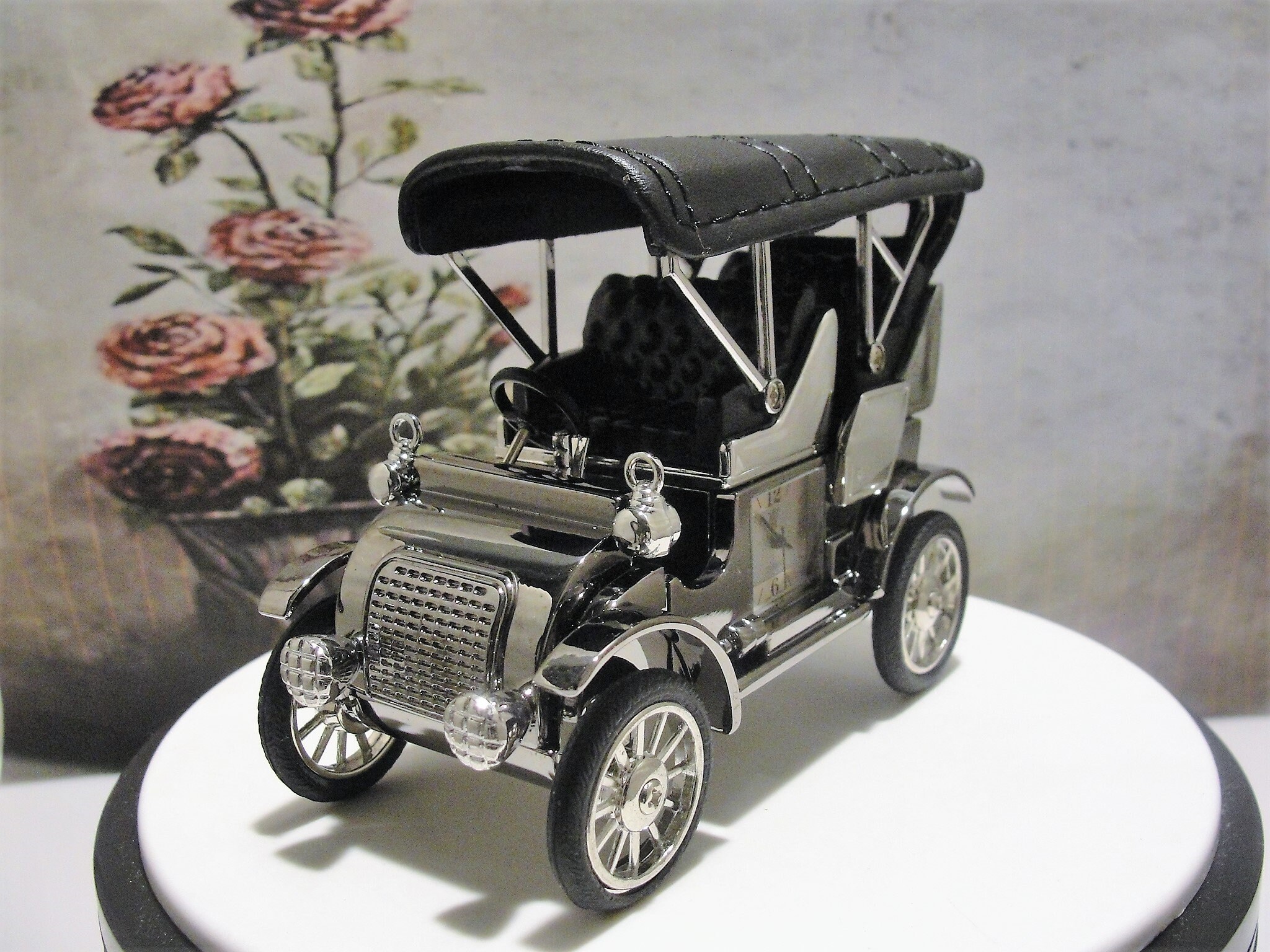 WATERBURY CLOCK Company, Antique Gun Metal Model T with Chrome Accents ...