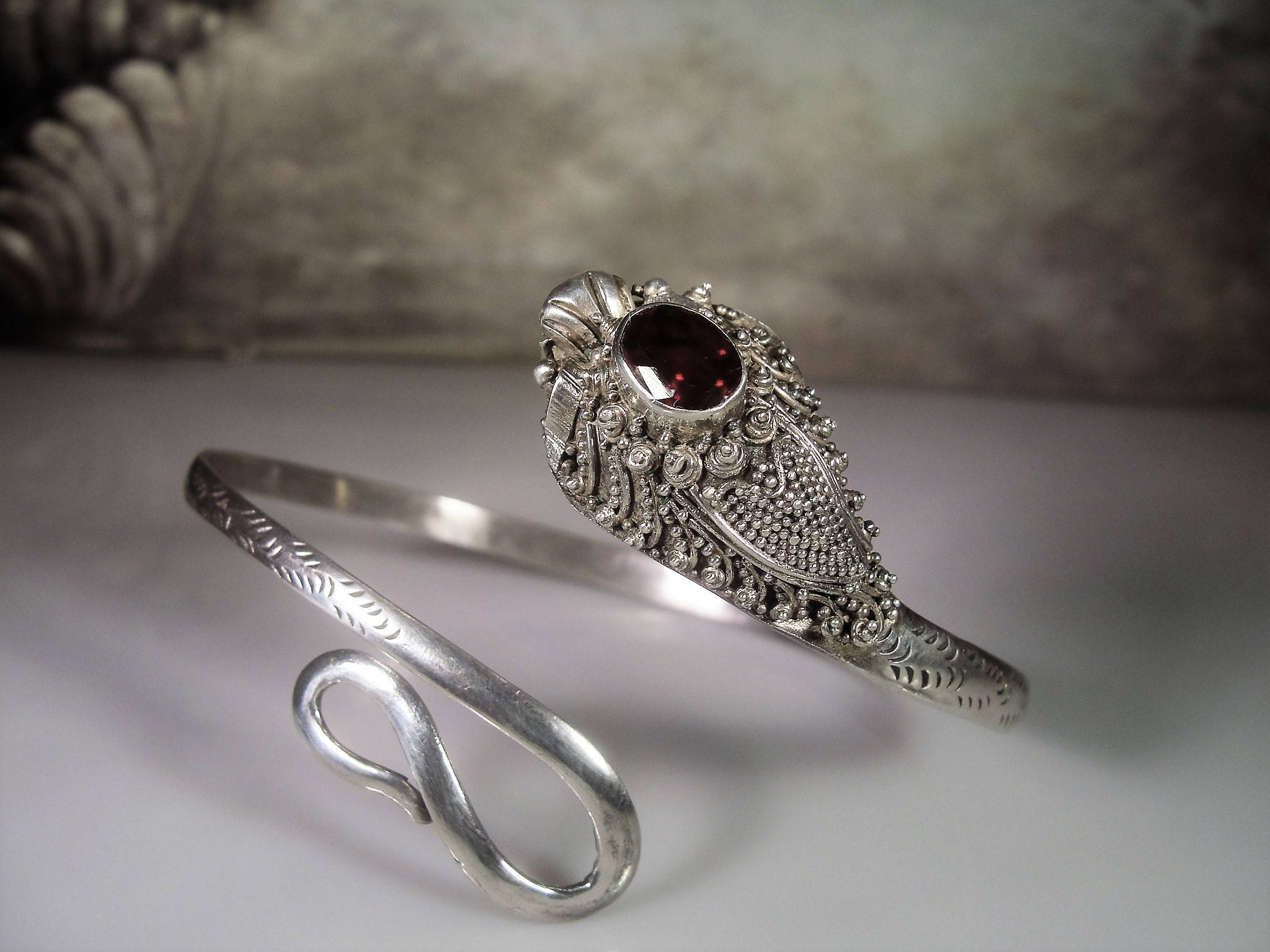 Egyptian Revival Sterling Silver Cobra Snake Bracelet that has a Large ...