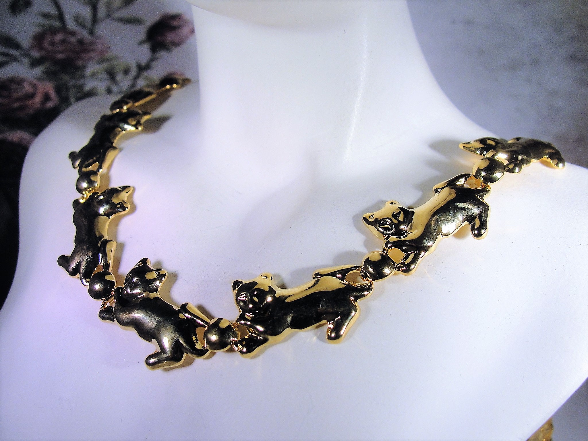 AVON Cats On Parade Jewelry Set, Cats Bracelet, Cats Necklace, Cats ...