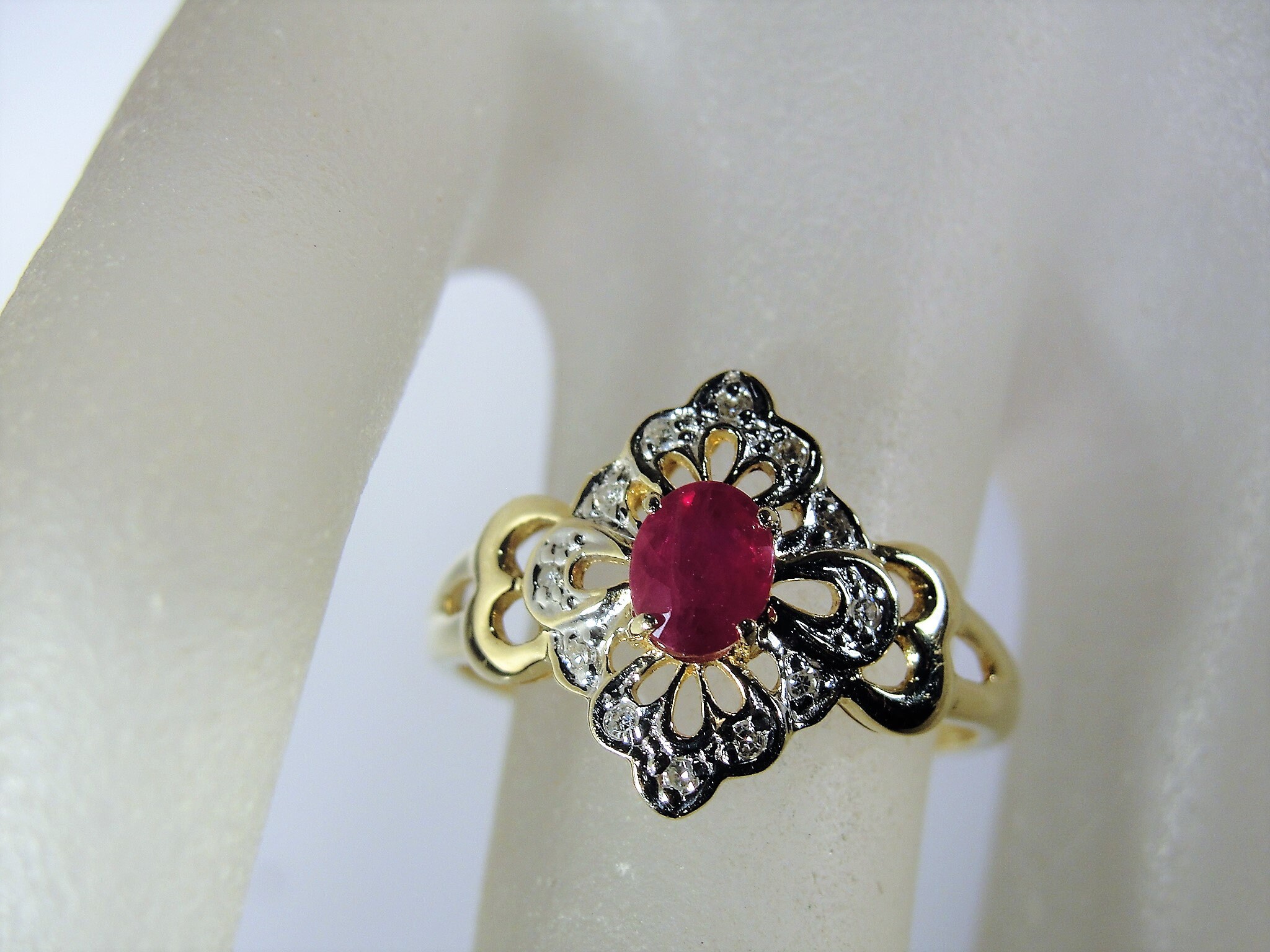 14K Ruby and Diamond Ring, Filigree Ring, Ruby Ring, Diamond Ring, Ruby ...