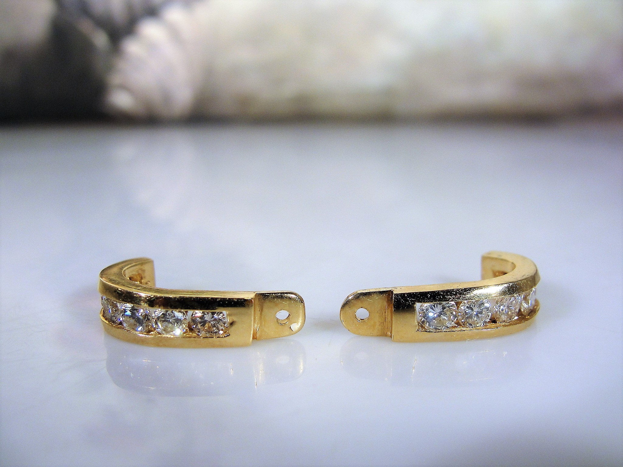 Earring Jacket - 14K Yellow Gold Genuine Diamond Channel Set J Shaped ...