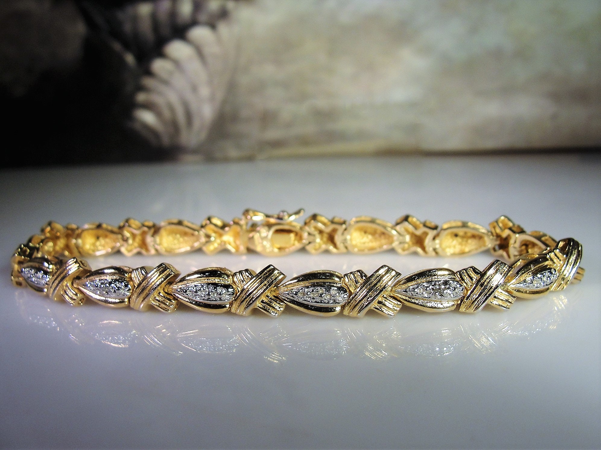 ROSS SIMONS Genuine Diamond Gold Vermeil Bracelet, Diamond Tennis ...