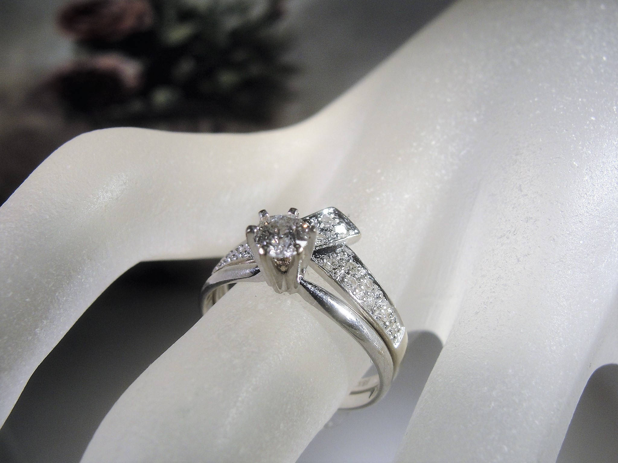 Vintage Bridal Ring Set, 18K & 14K White Gold Bridal Rings, Solitaire ...