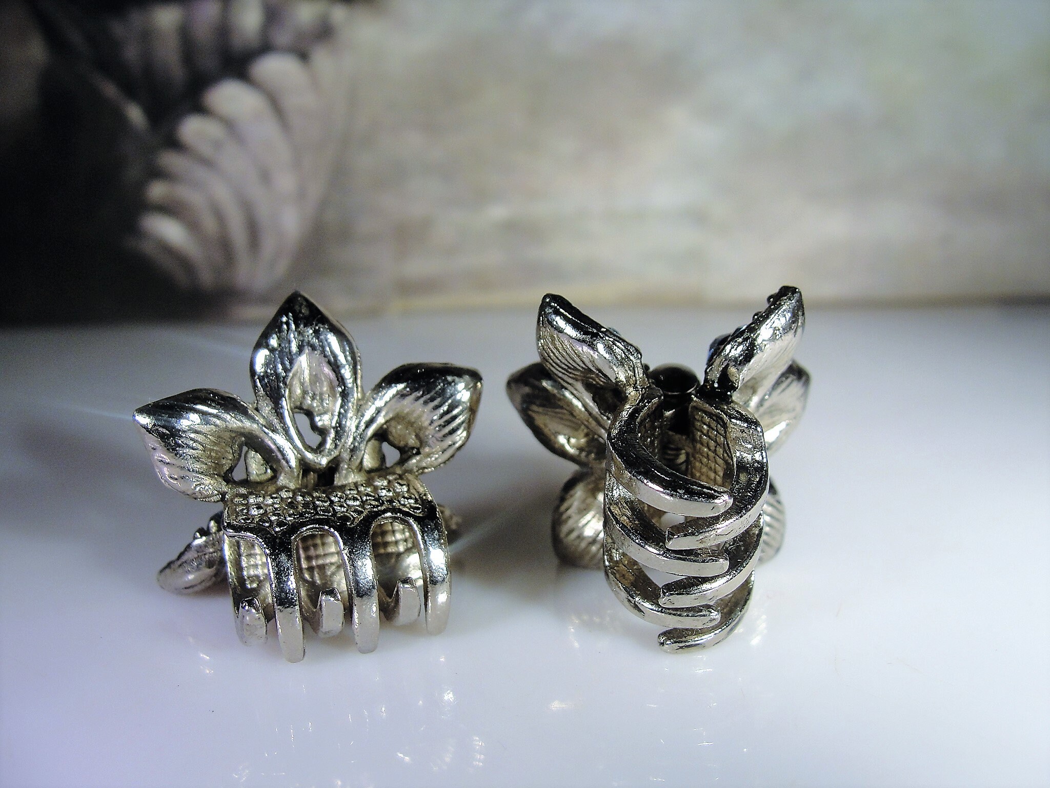 One Pair of Blue Rhinestone Silver Tone Mini Hair Claws, Butterfly Hair ...