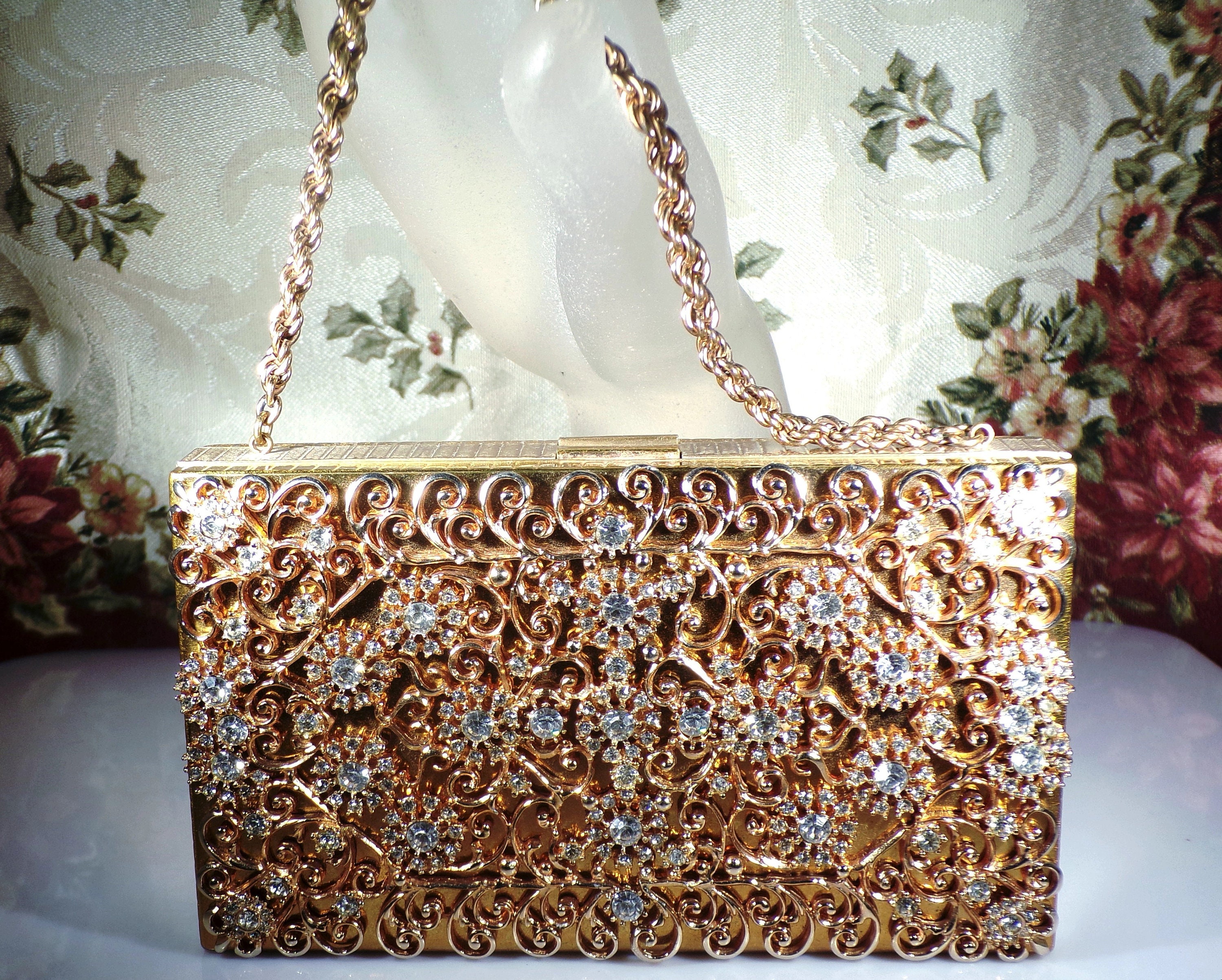 EVANS Snowflake Rhinestone Dance Compact Purse, 1950’s Dance Purse ...