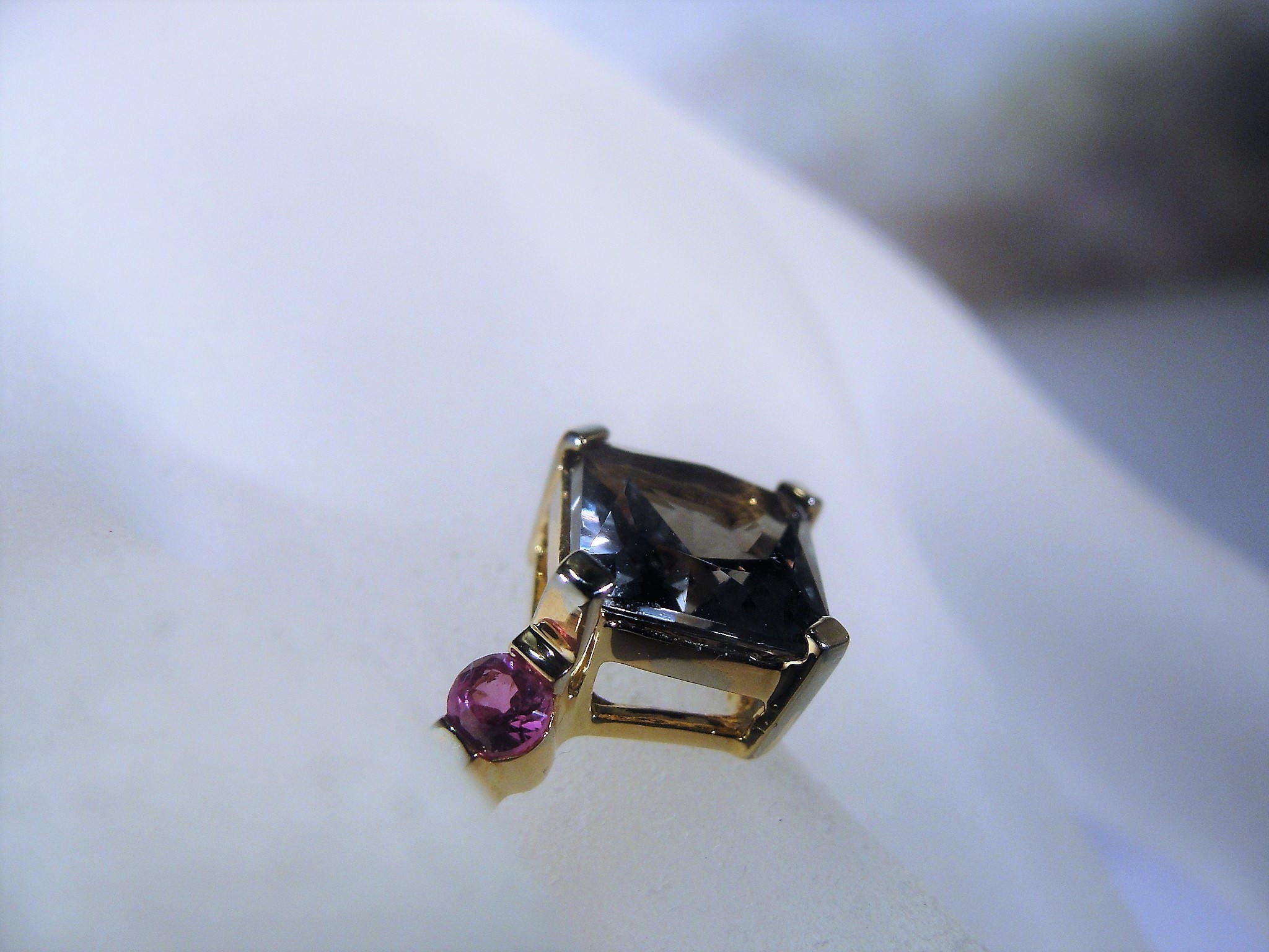 ROSS SIMONS, Gold Vermeil Ring, Green Topaz Ring, Pink Sapphire Ring ...