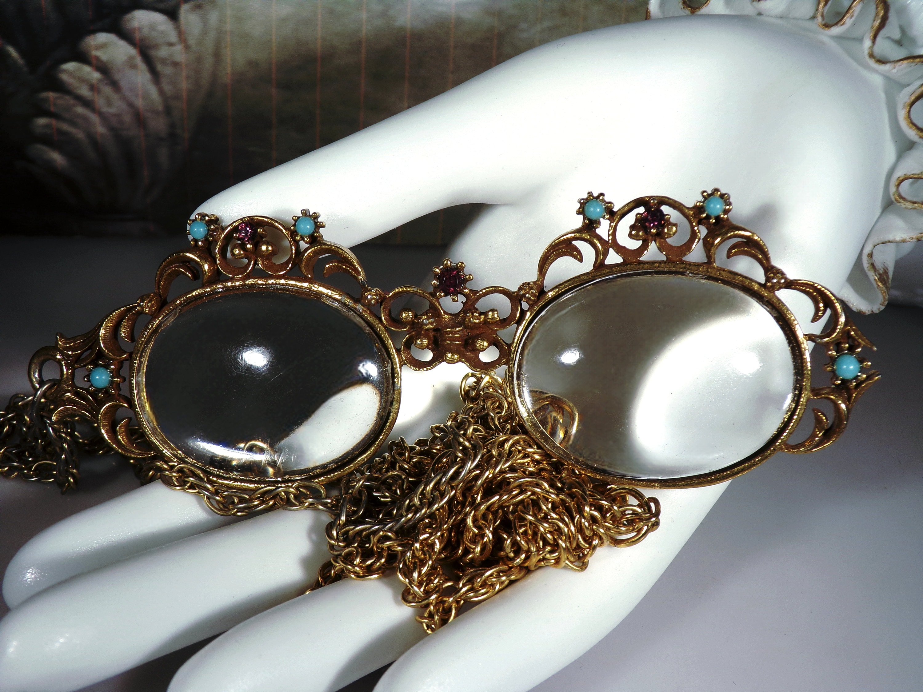 Victorian Lorgnette Glasses, Antique Victorian Lorgnette Pendant w ...