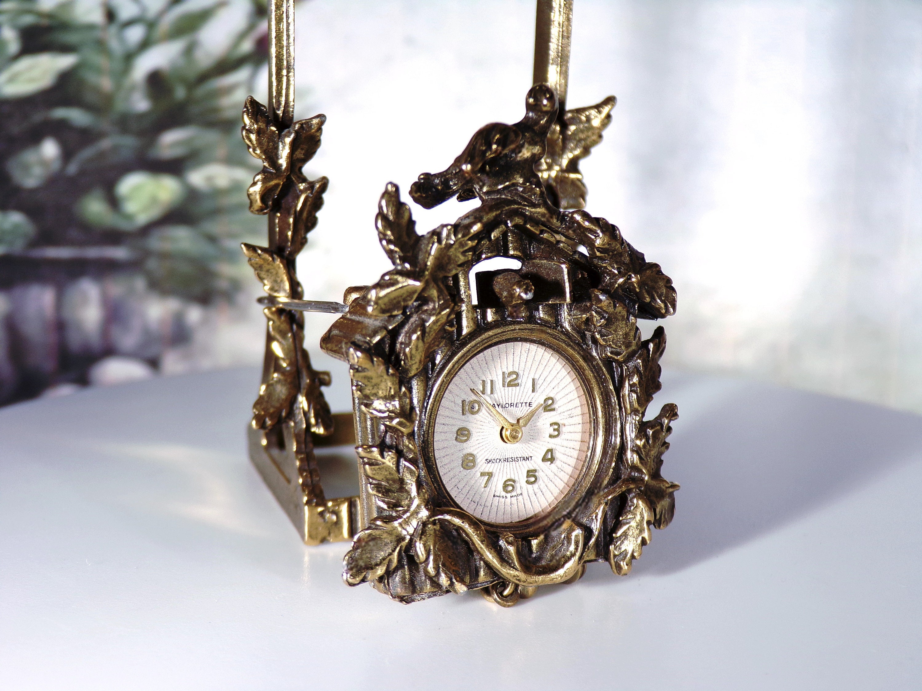 TAYLORETTE Cuckoo Clock Brooch and Stand, Vintage Brooch, 1960s Brooch ...