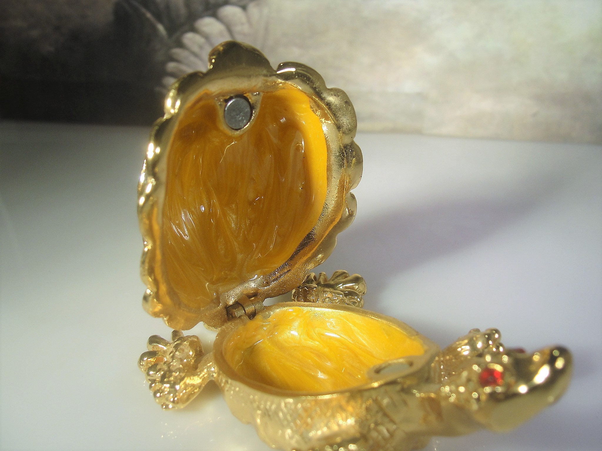 Turtle Trinket Box, Rhinestone Turtle Trinket Box, Enamel Turtle ...