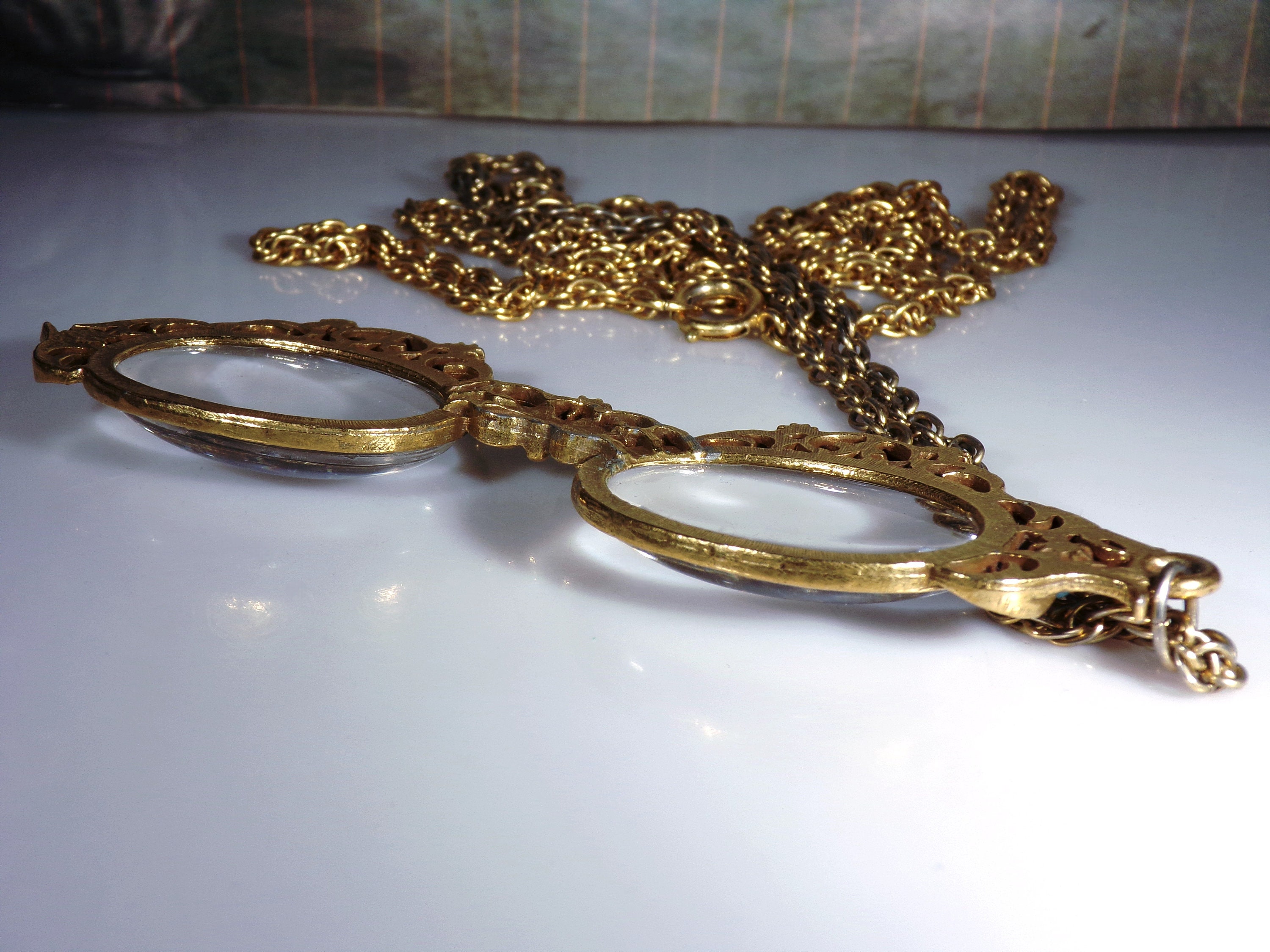 Victorian Lorgnette Glasses, Antique Victorian Lorgnette Pendant w ...