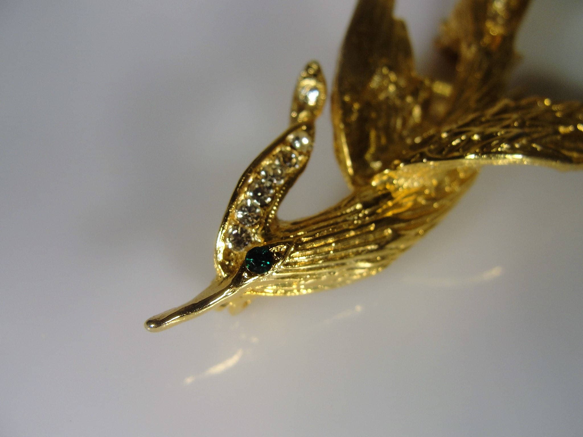 Hummingbird Brooch, Rhinestone Brooch, Hummingbird Pin, Gold Tone ...