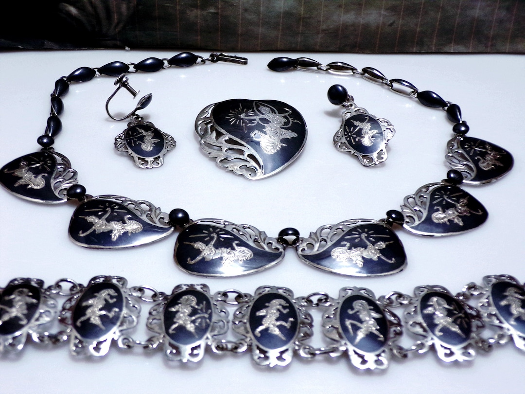 Siam Thai Niello Mekala Jewelry Set - the Goddess of Lightning - Thai ...