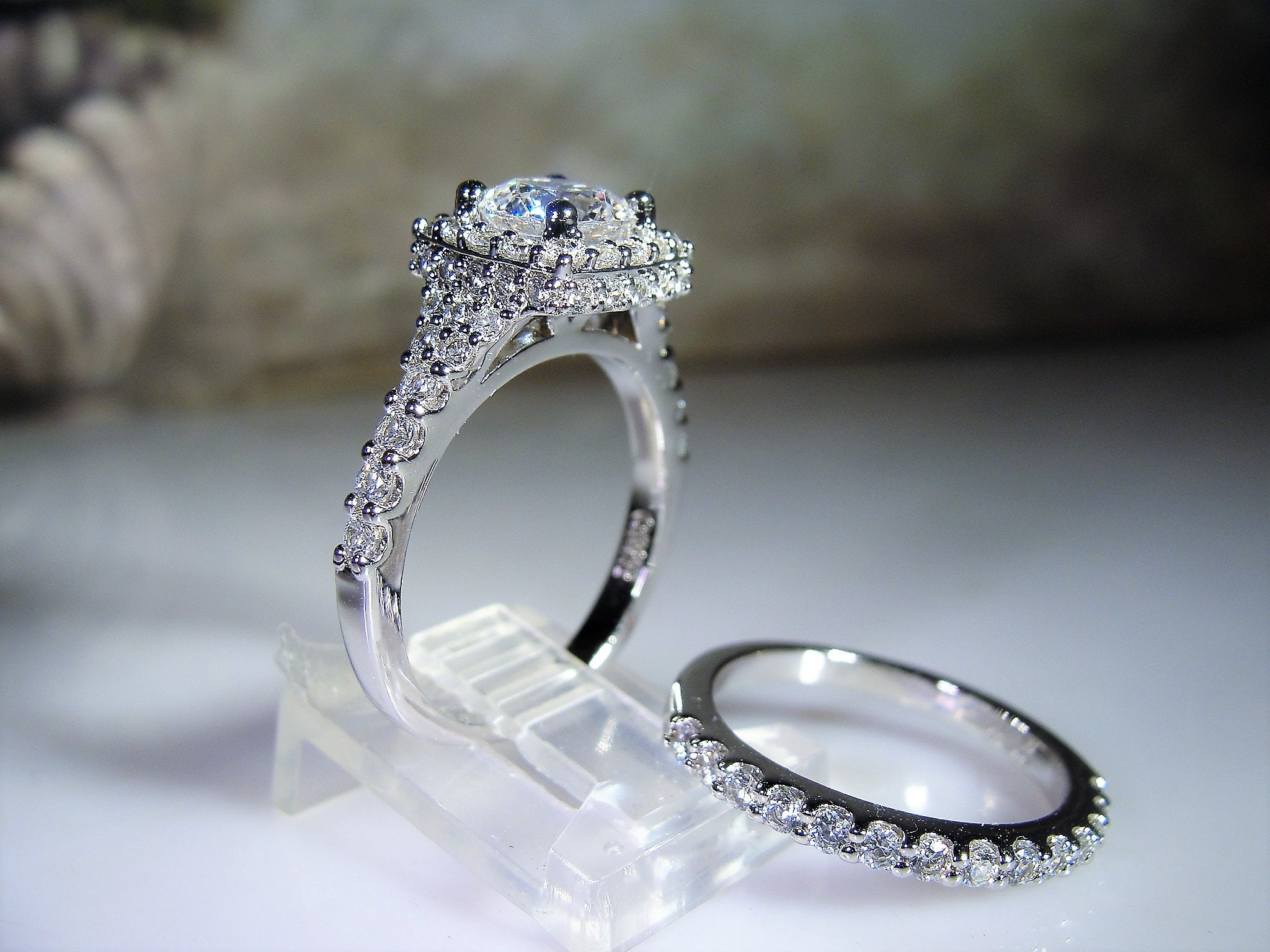 Reserved for Dounia - 1st Payment: Sterling Silver Bridal Ring Set ...