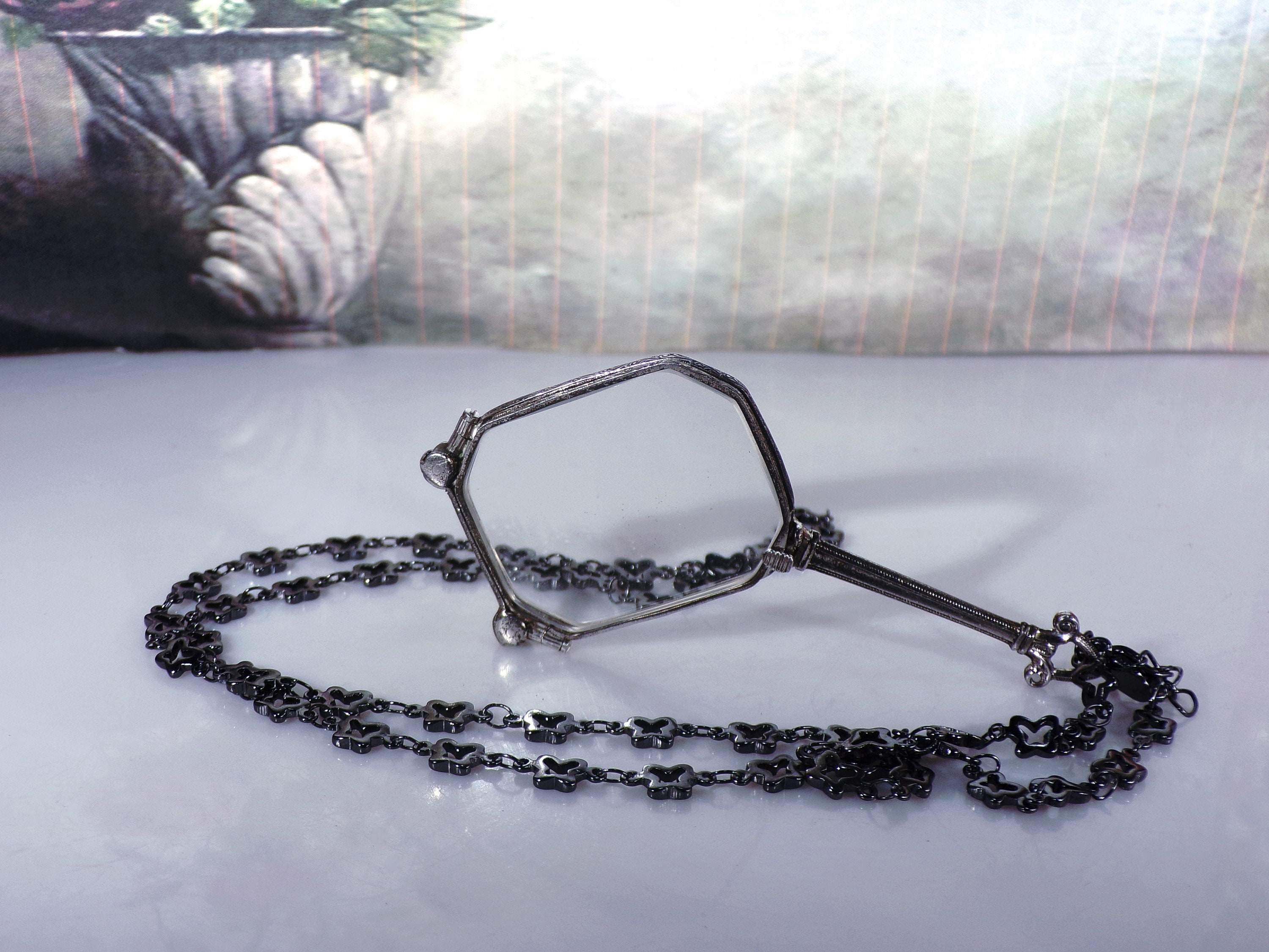 Antique Sterling Silver Lorgnette with a Petite Point Pouch, Art ...