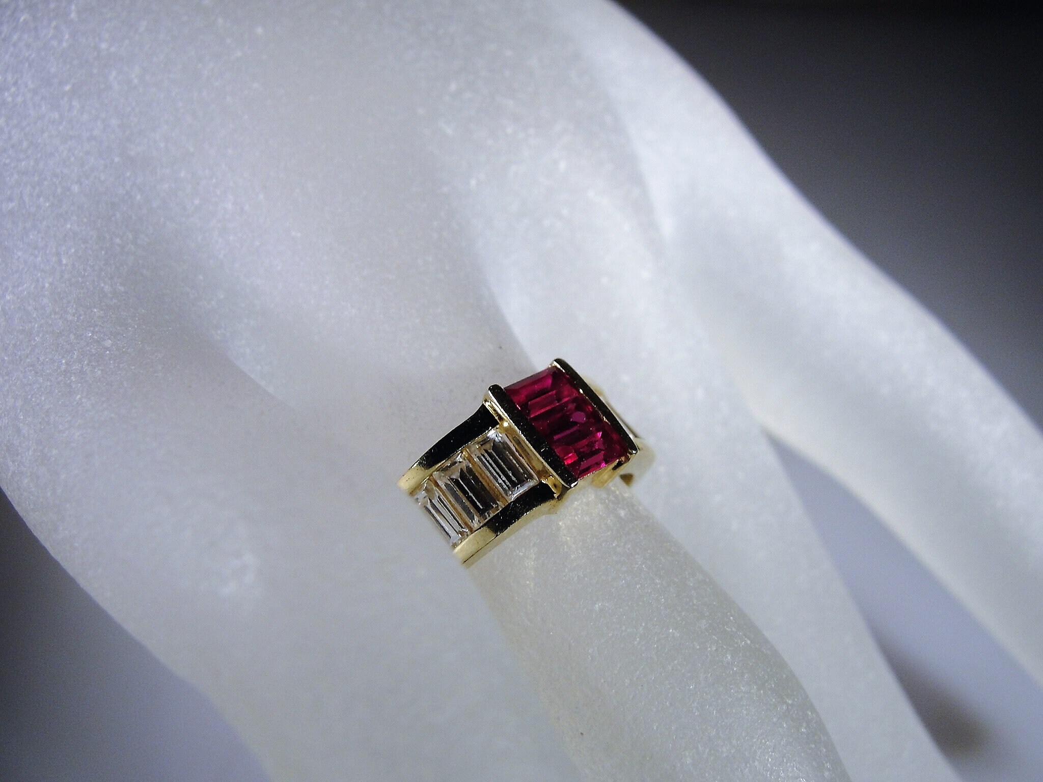 Reserved for Florianne: 10K Channel Set Ruby and CZ Baguette Yellow ...