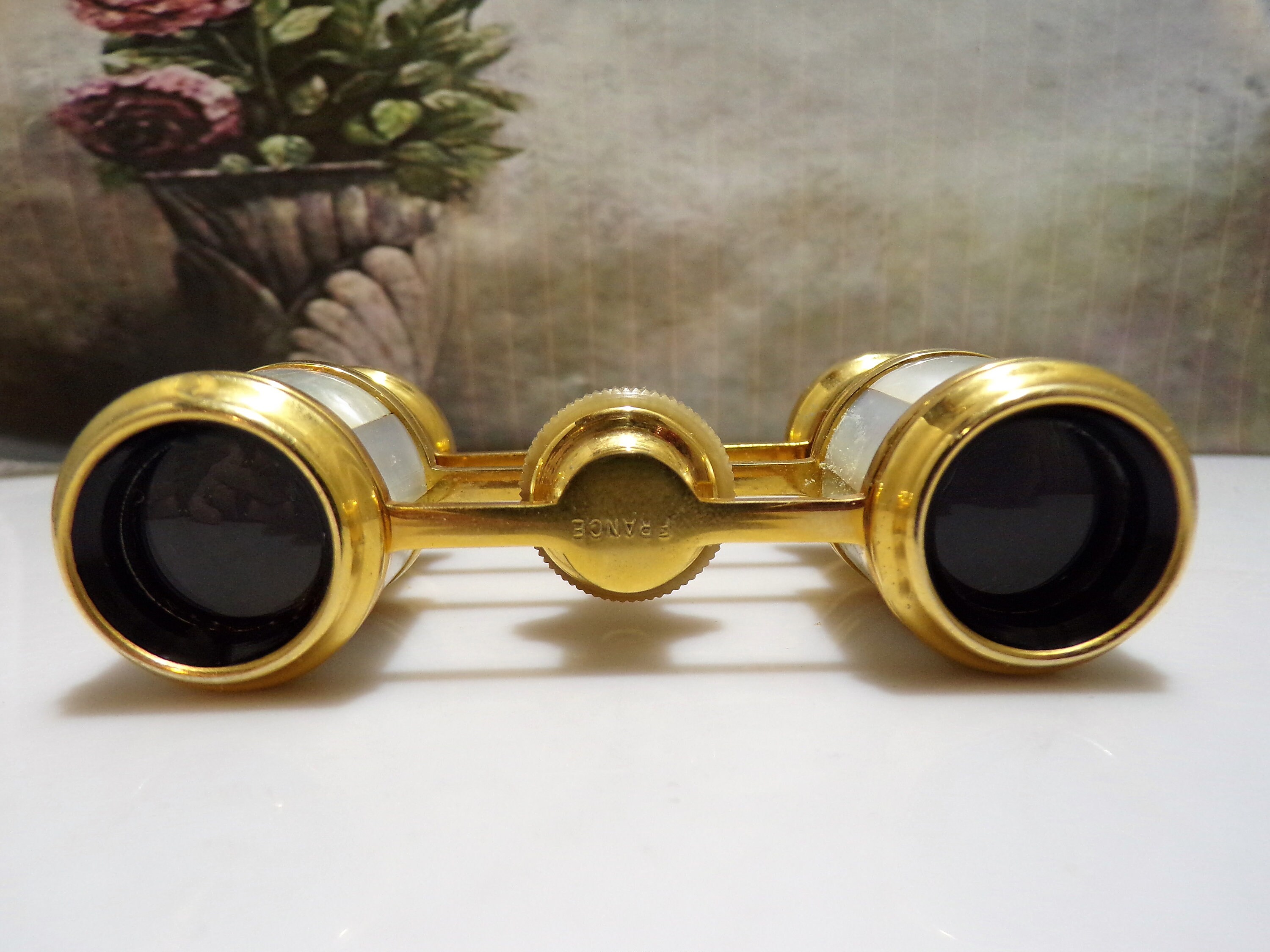 Opera Glasses, French Mother of Pearl Mini Opera Glasses with a Beaded ...