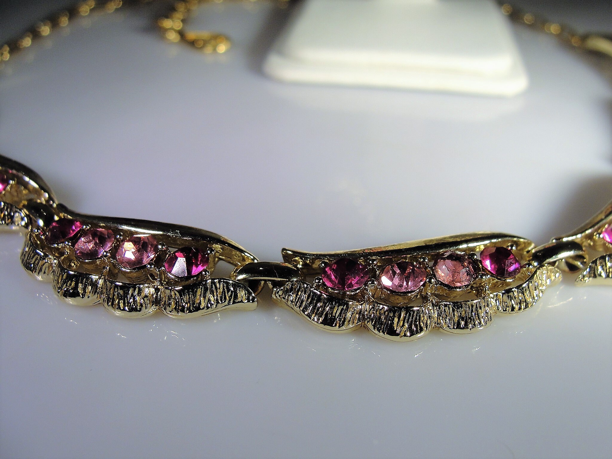 CORO Jewelry Set, Pink Midcentury Jewelry Set, Pink Rhinestone Necklace ...
