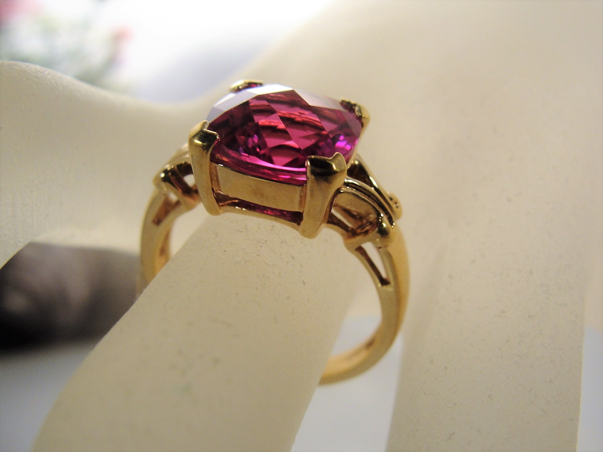 ROSS SIMONS, Pink Sapphire Ring, Gold Vermeil, Cushion Cut Sapphire ...