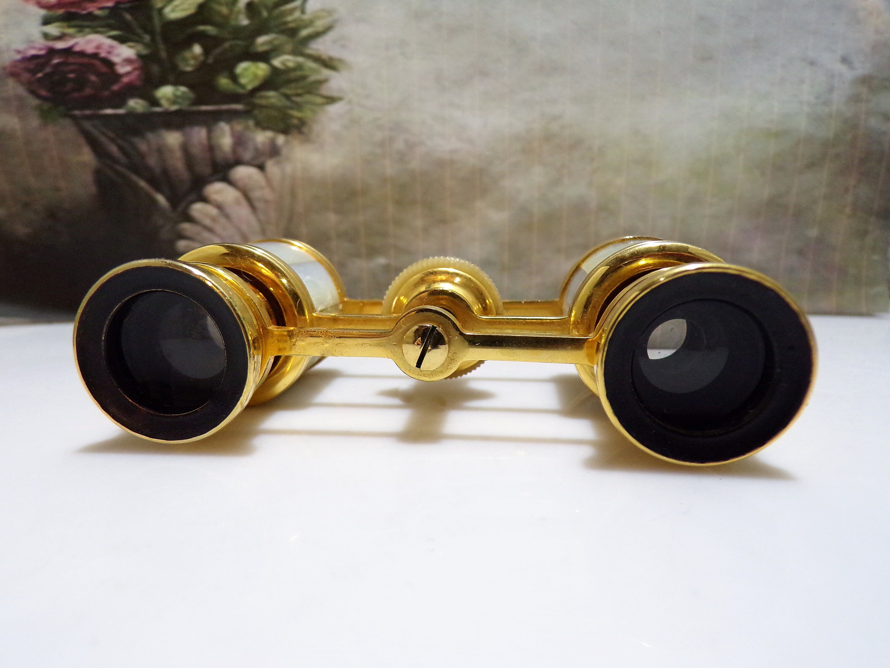 Opera Glasses, French Mother of Pearl Mini Opera Glasses with a Beaded ...