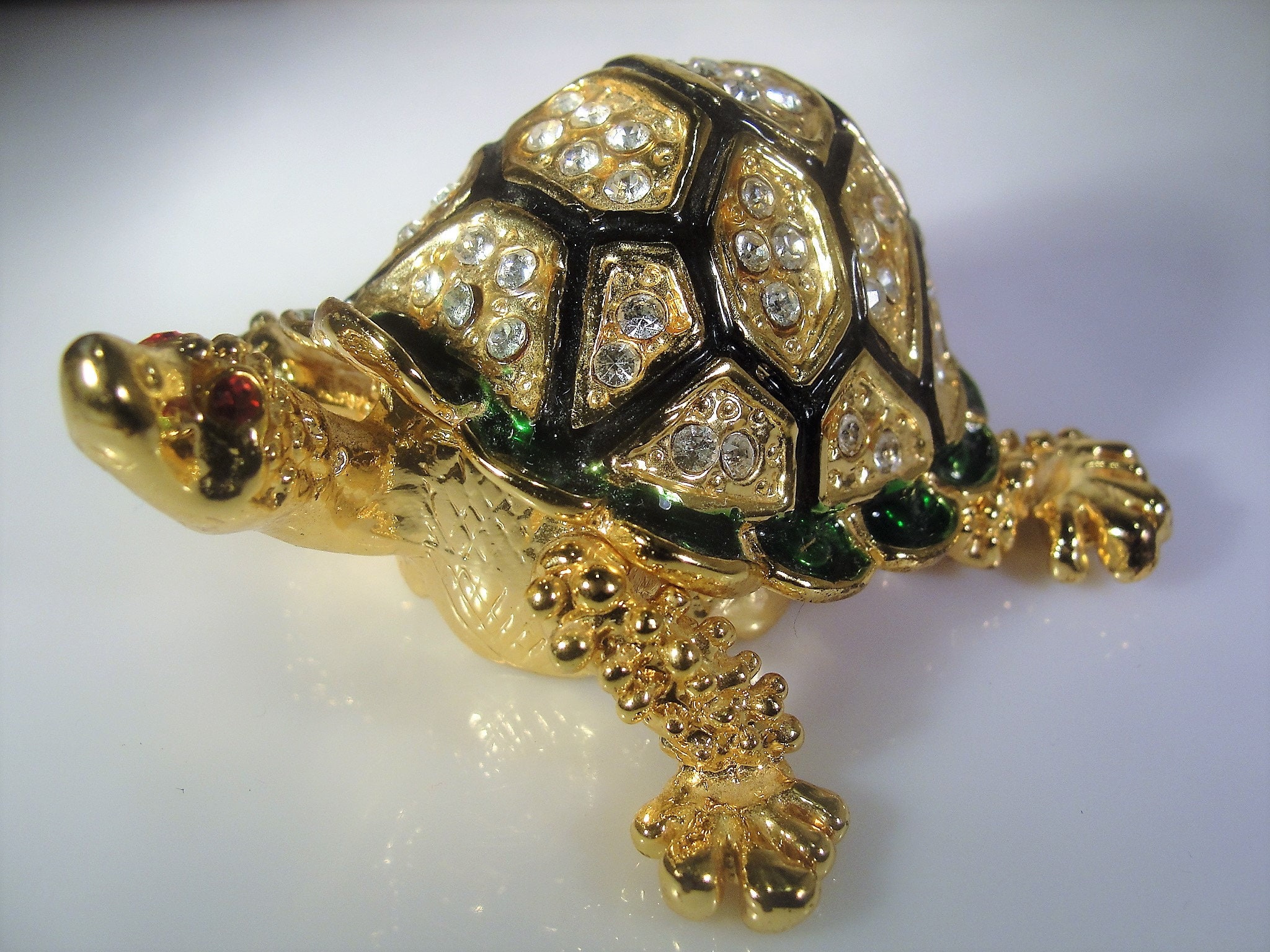 Turtle Trinket Box, Rhinestone Turtle Trinket Box, Enamel Turtle ...