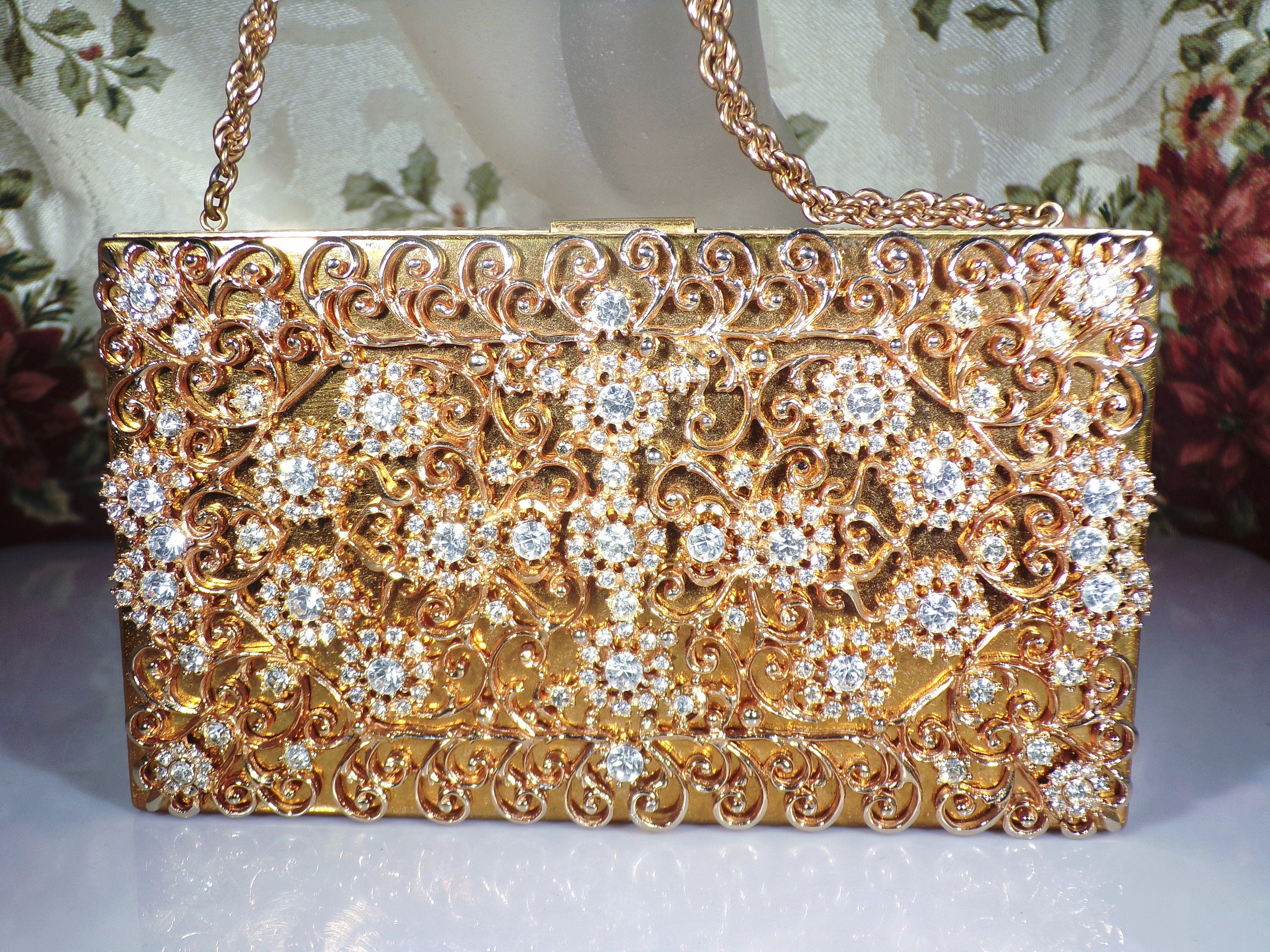 EVANS Snowflake Rhinestone Dance Compact Purse, 1950’s Dance Purse ...