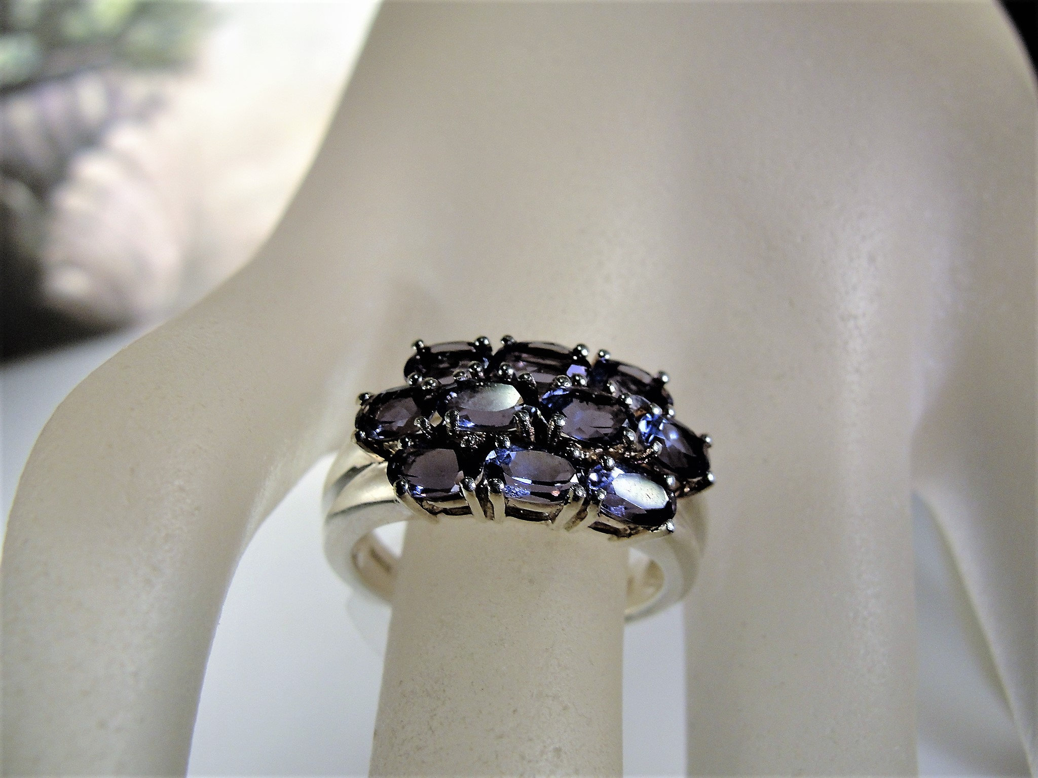 Sterling Silver Ring, Tanzanite Band, Silver Tanzanite Ring, Triple Row ...